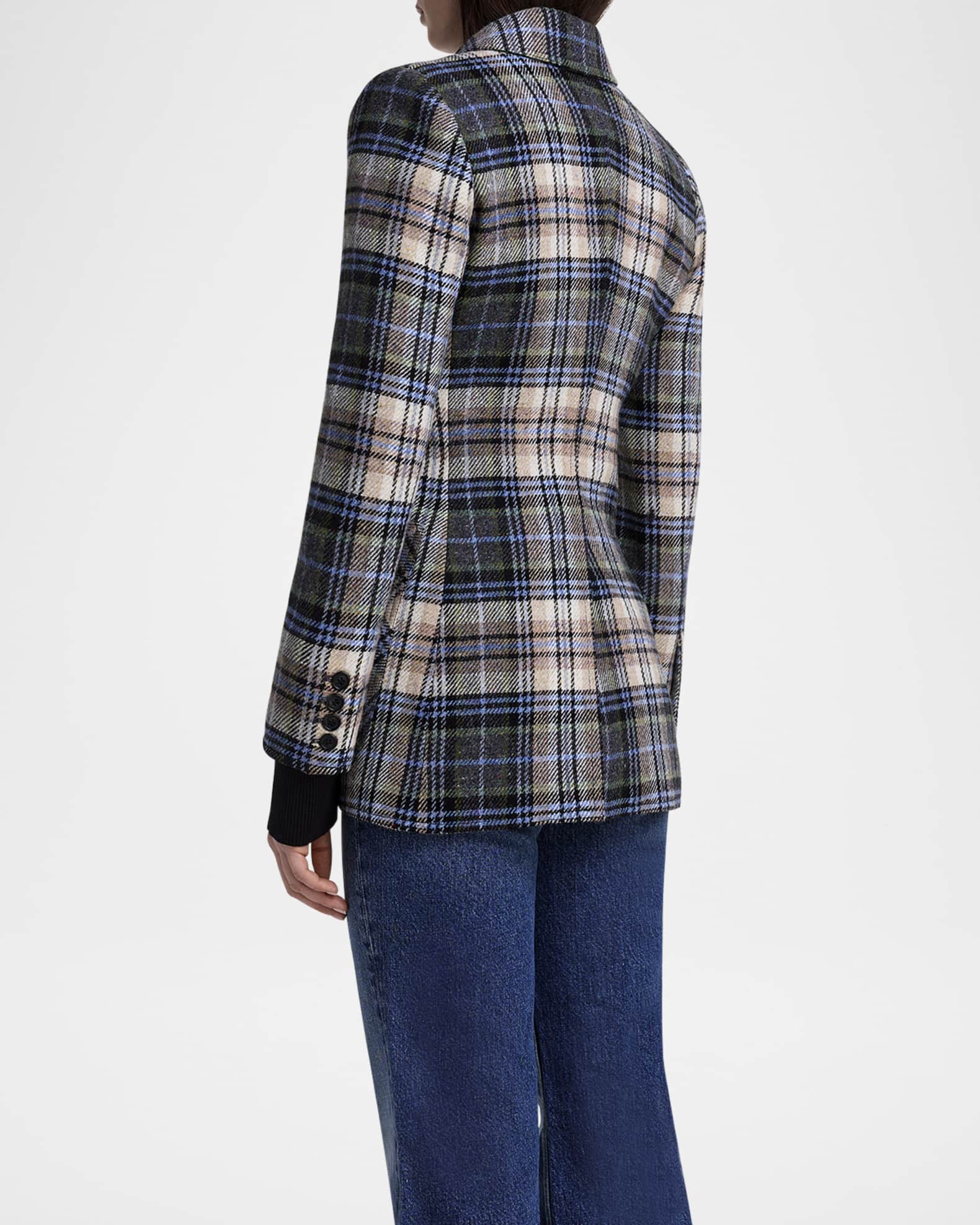 Smythe Birken Plaid Ribbed-Cuff Blazer | Neiman Marcus