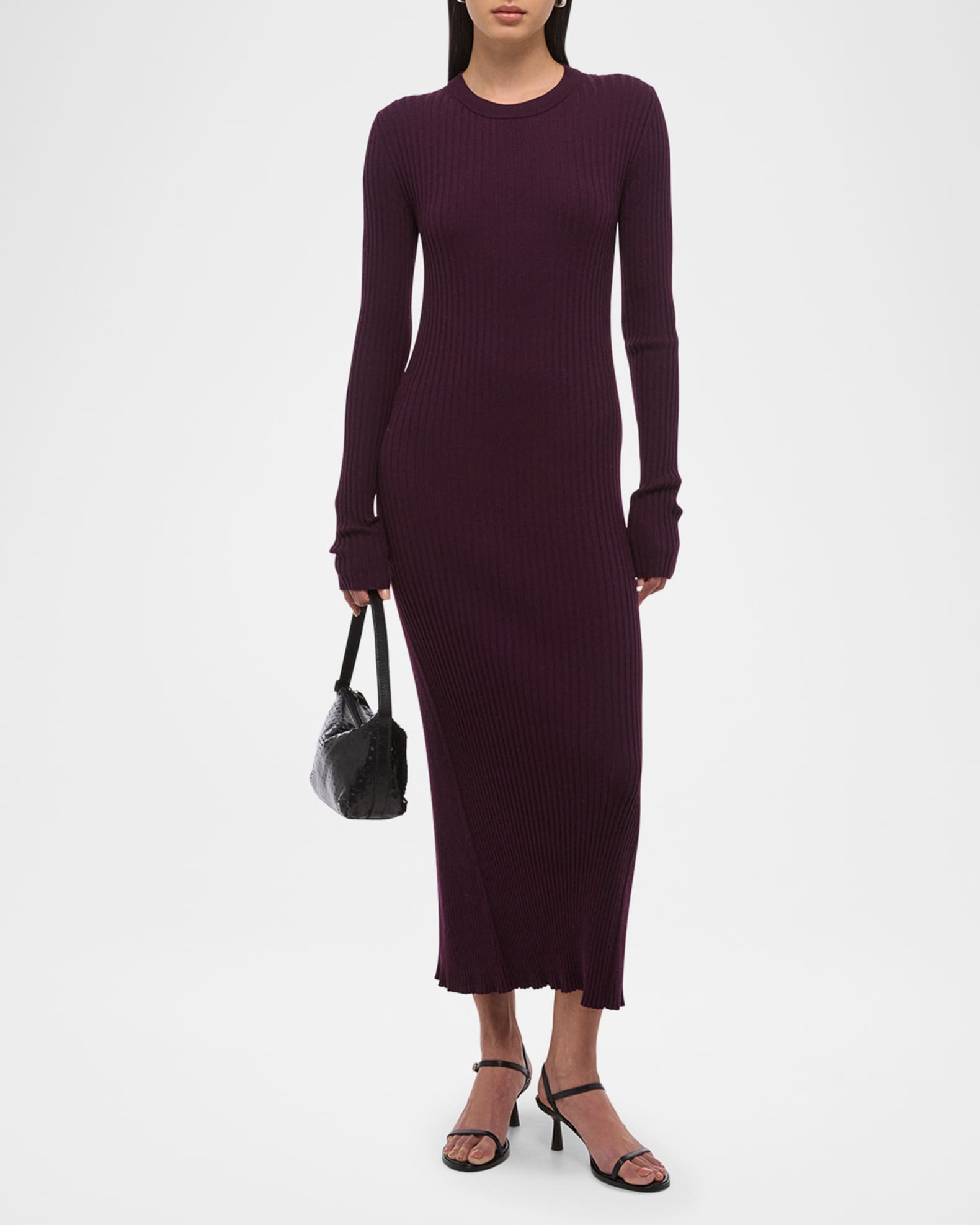 Helmut Lang Open-Back Ribbed Wool Dress | Neiman Marcus
