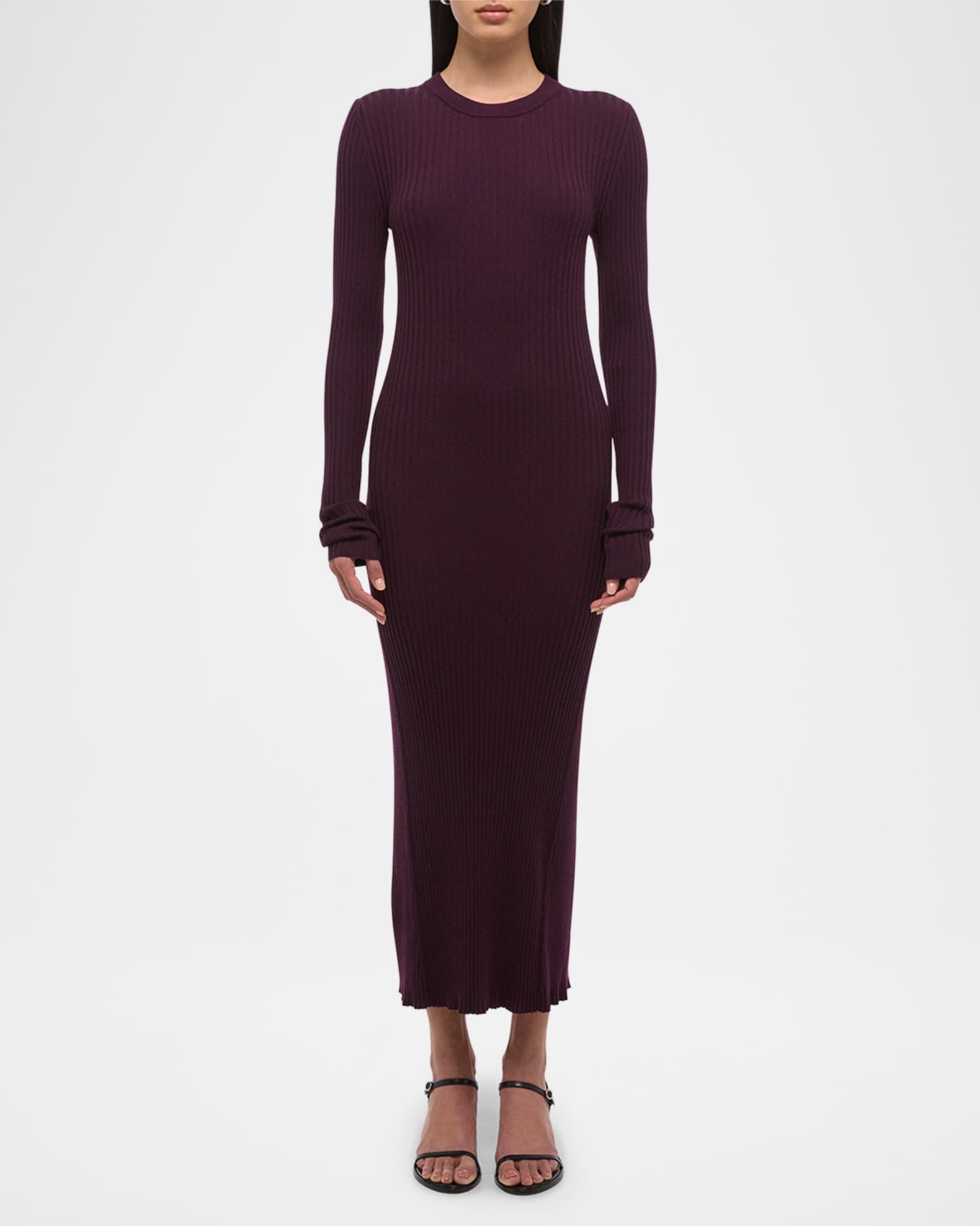 Helmut Lang Open-Back Ribbed Wool Dress | Neiman Marcus