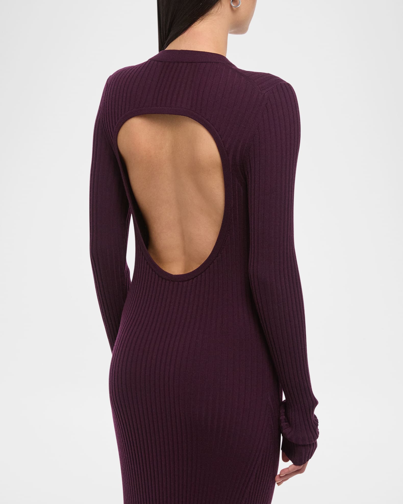 Helmut Lang Open-Back Ribbed Wool Dress | Neiman Marcus
