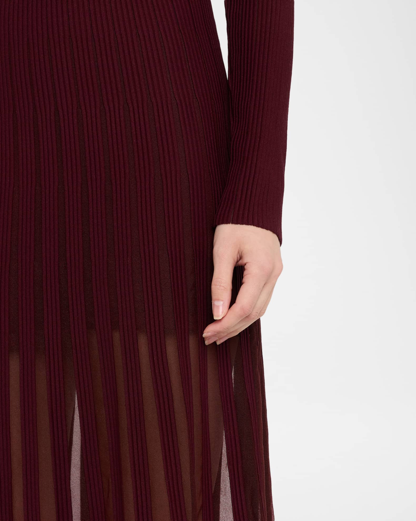 Milly Sheer Ribbed A-Line Midi Dress | Neiman Marcus