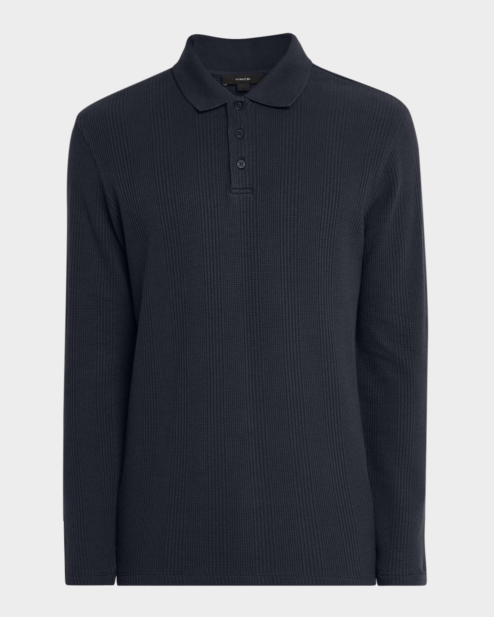 Vince Men's Long-Sleeve Textured Polo Shirt | Neiman Marcus