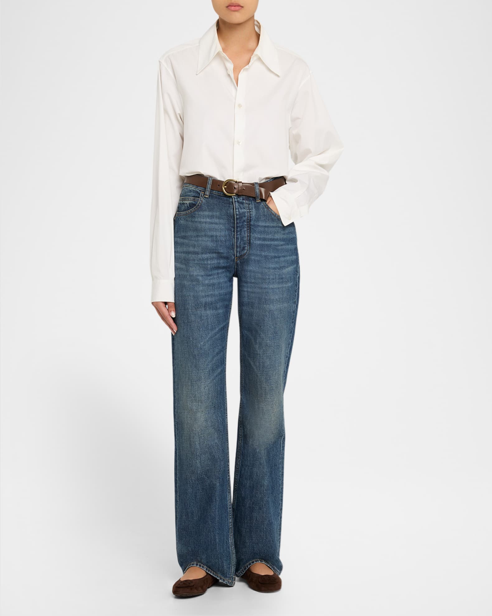 Tory Burch Reva Travel Suede Ballet Flats | Neiman Marcus