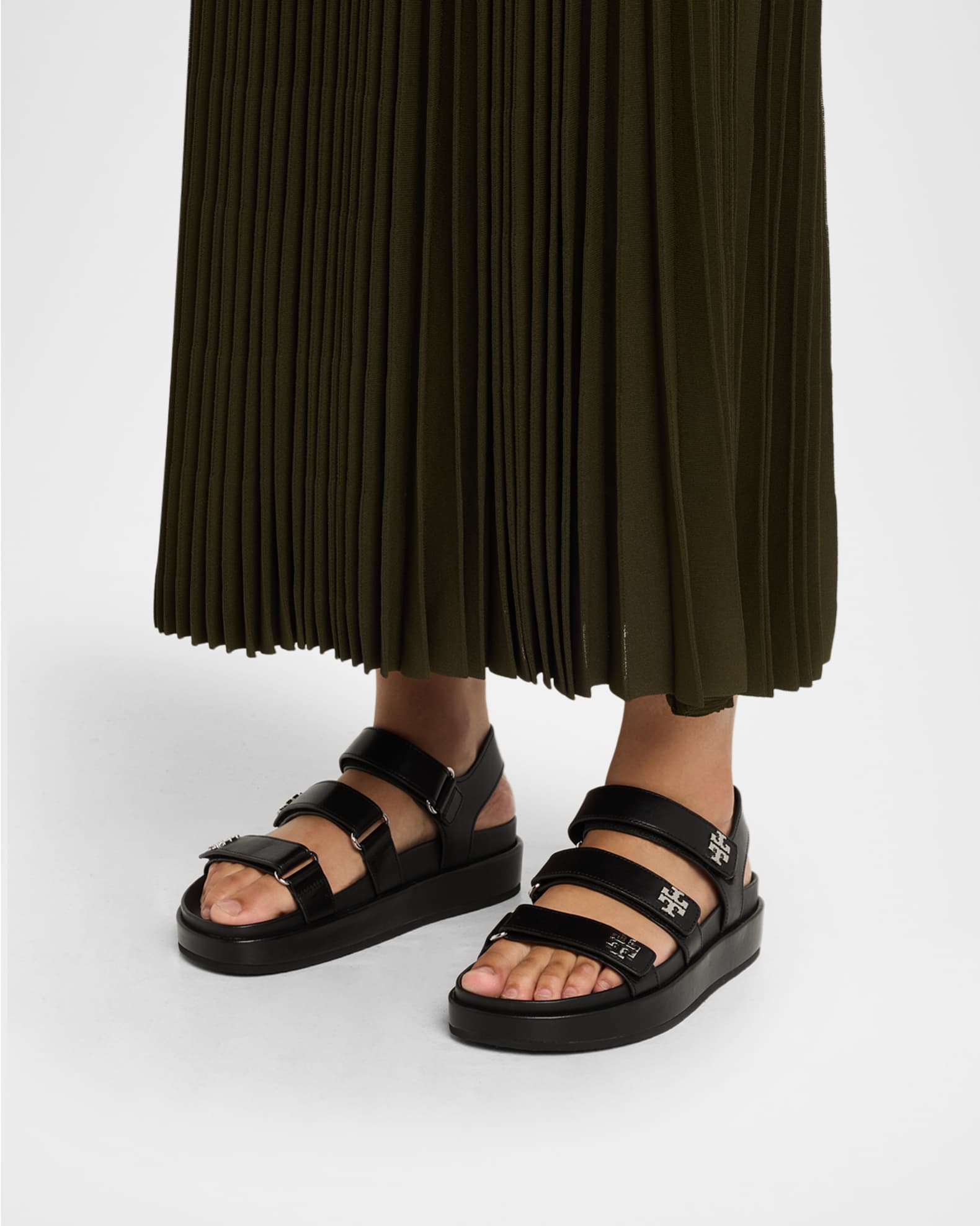 Tory Burch Kira Leather Sport Triple-Strap Sandals | Neiman Marcus