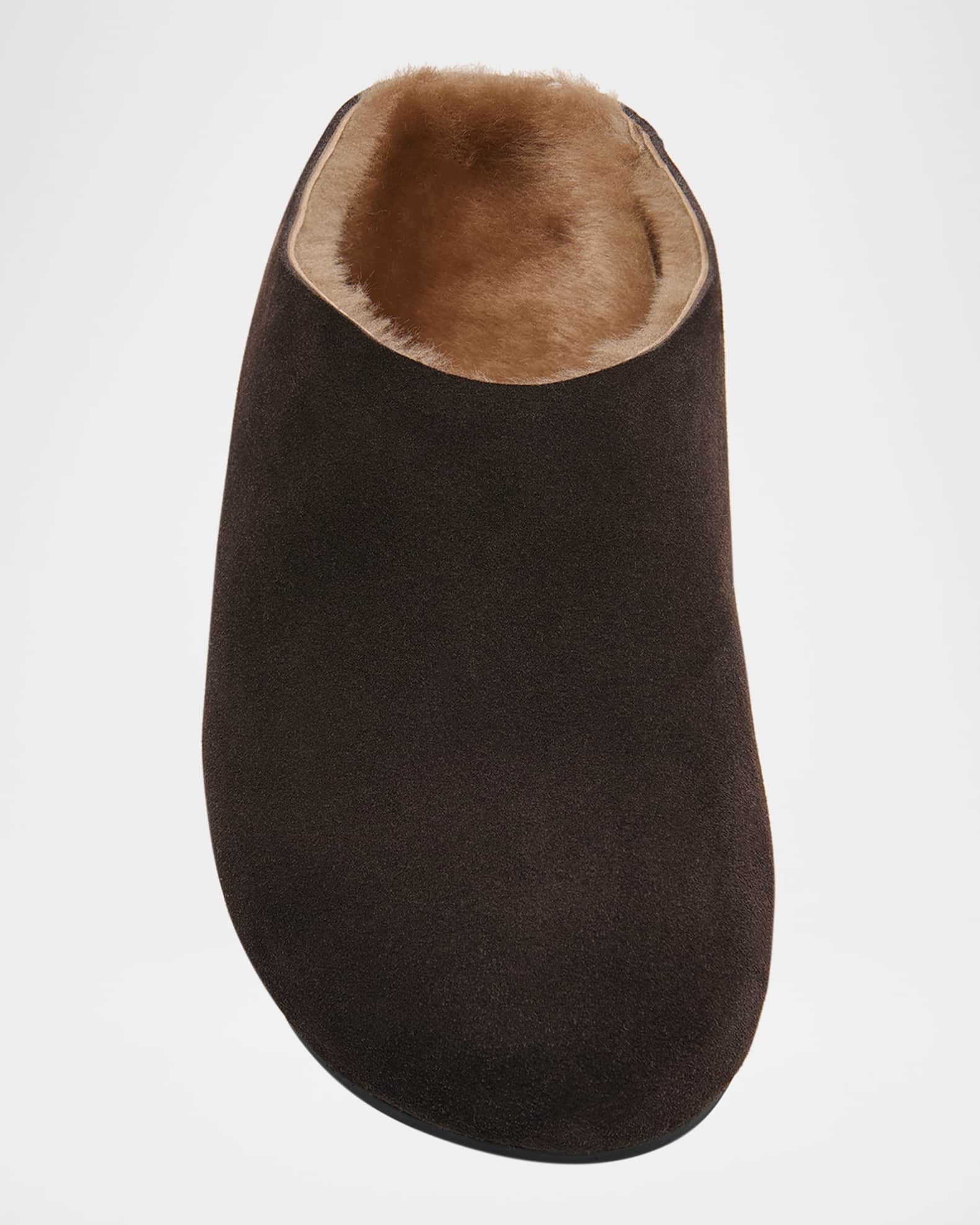 THE ROW Hudson Shearling-Lined Suede Slide Mules | Neiman Marcus
