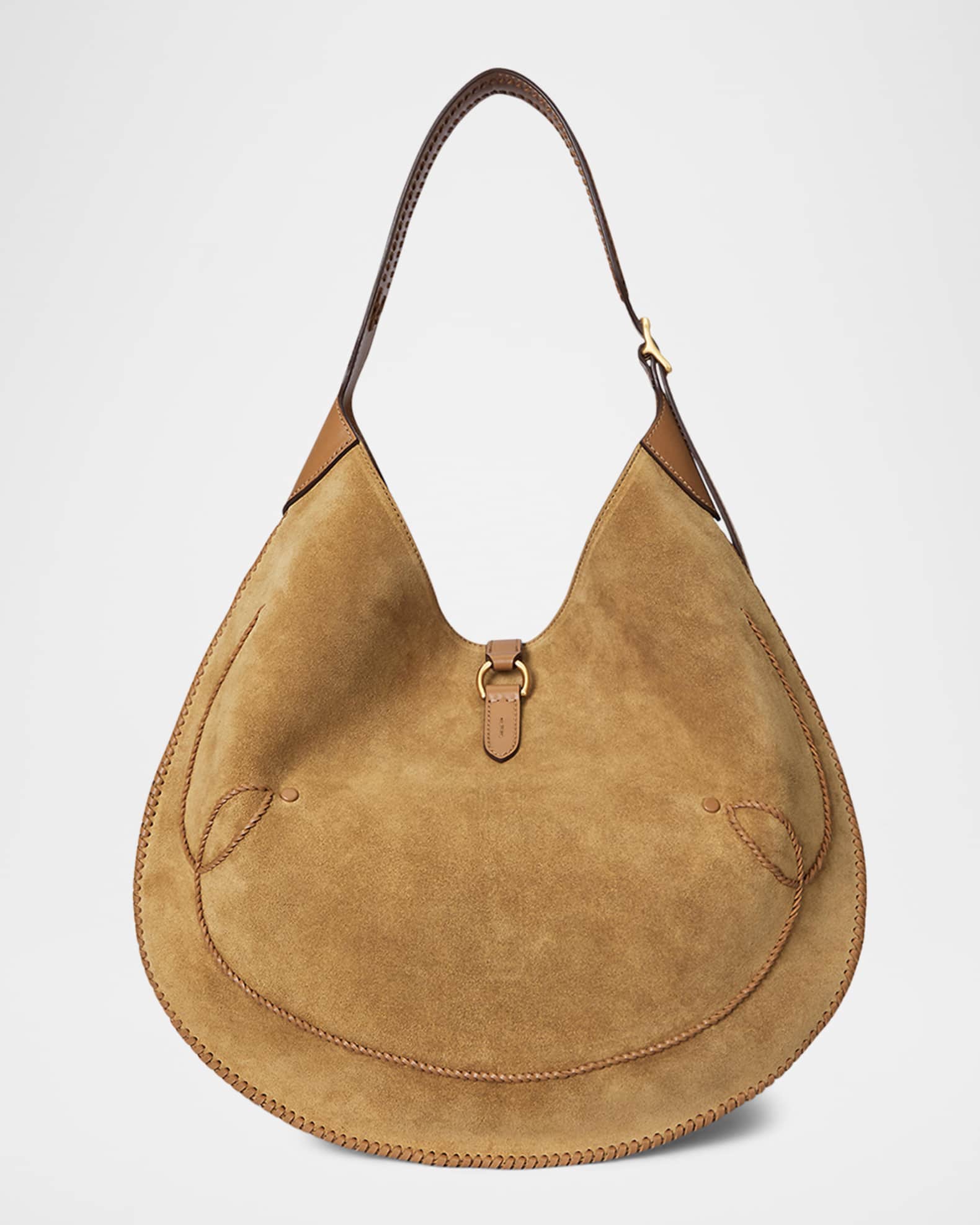 Polo Ralph Lauren Polo ID Medium Whipstitch Suede Shoulder Bag | Neiman ...