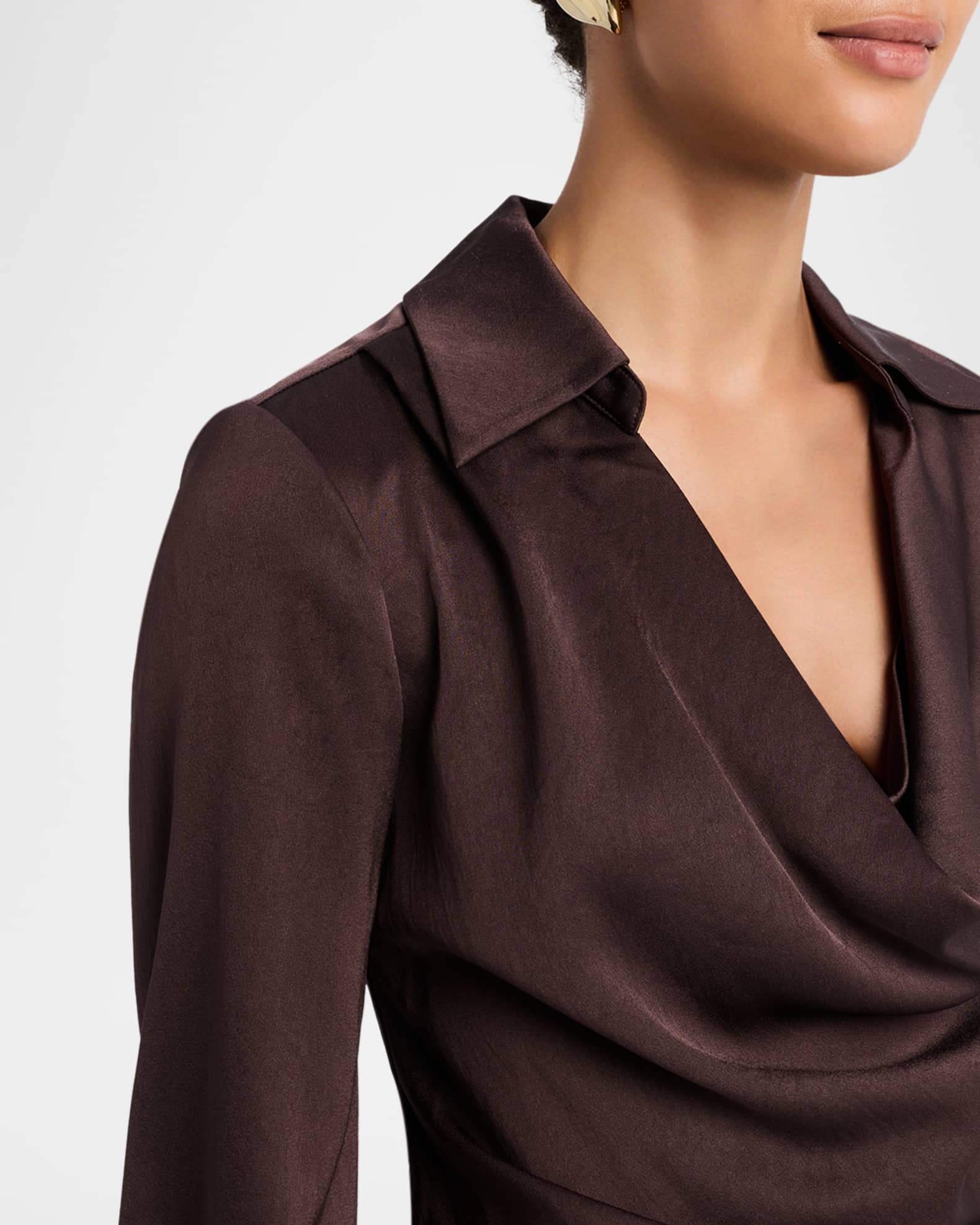 SIMKHAI Symone Long-Sleeve Cowl-Neck Top | Neiman Marcus