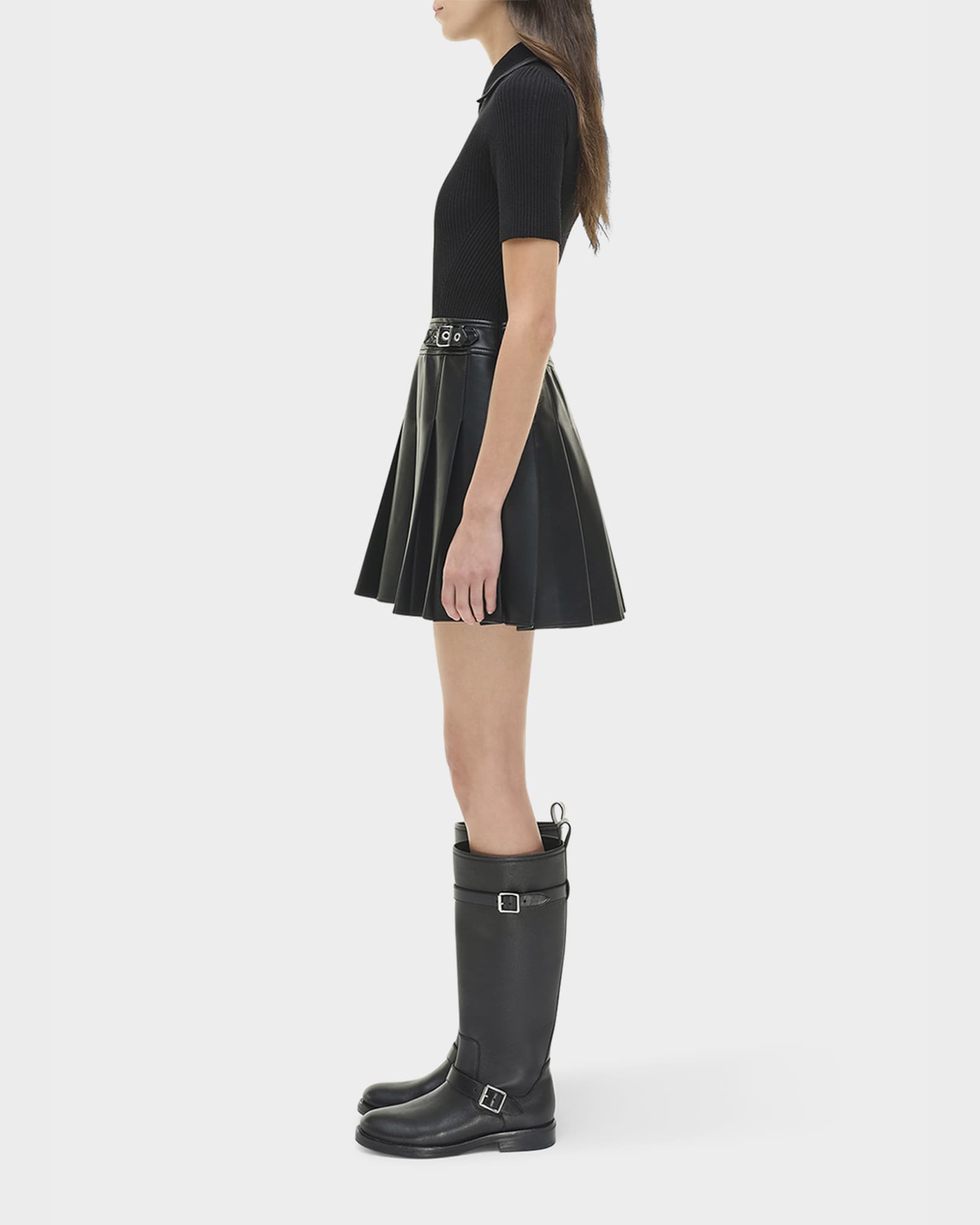 SIMKHAI Linnie Pleated Combo Mini Dress | Neiman Marcus