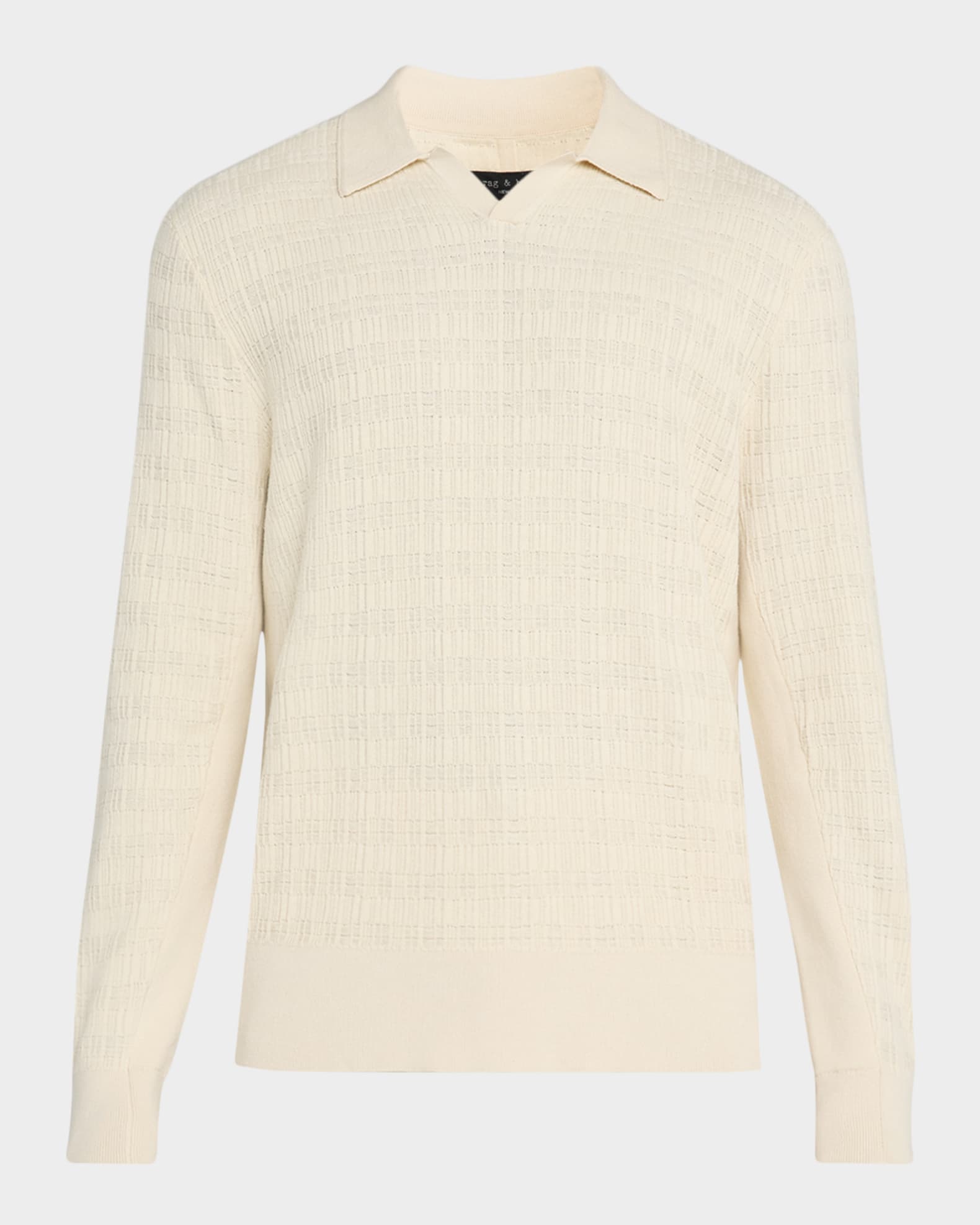 Rag & Bone Men's Harvey Plaid Johnny Collar Polo Sweater | Neiman Marcus