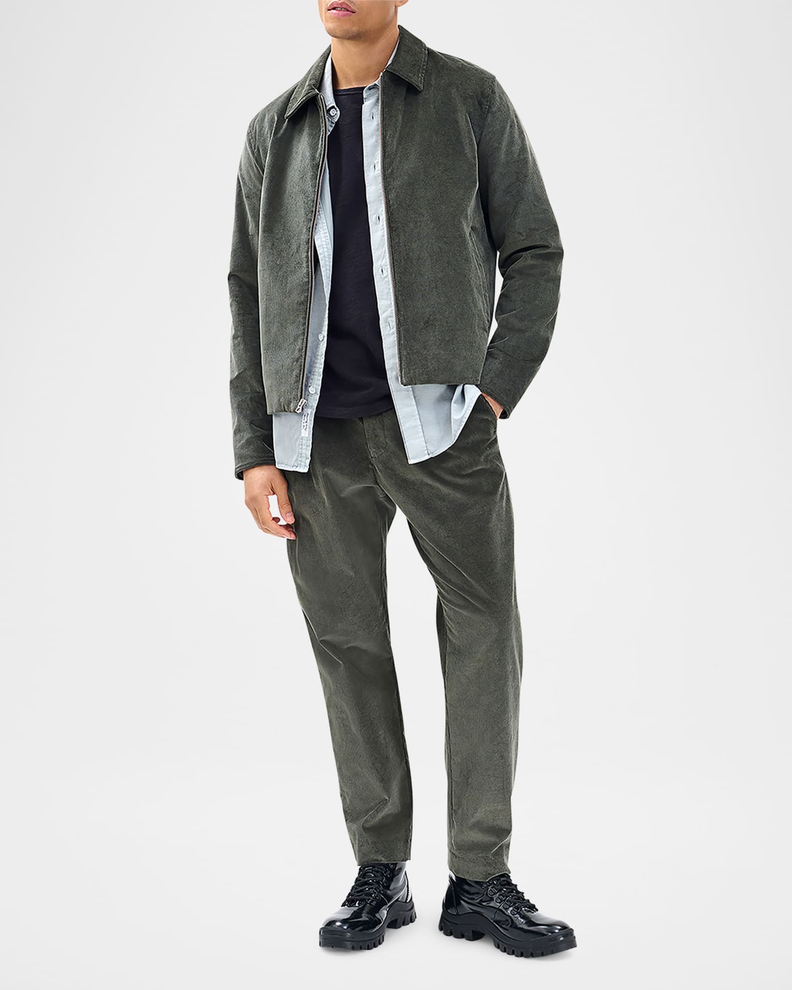 Rag & Bone Men's Melrose Corduroy Zip-Front Shirt Jacket | Neiman Marcus