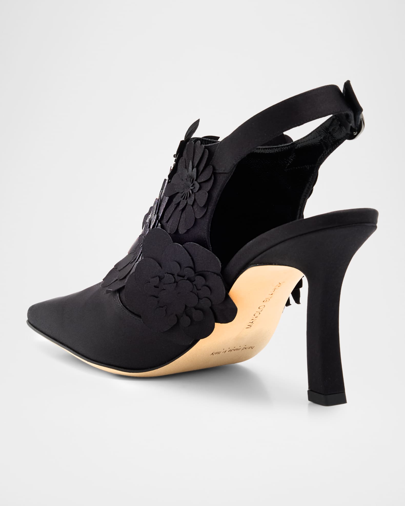 Manolo Blahnik Flower Crepe Antigonid Slingback Pumps | Neiman Marcus