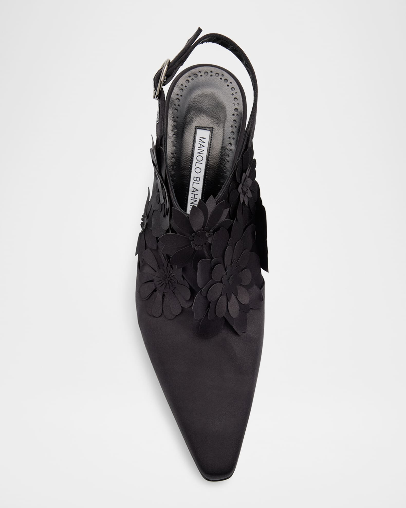 Manolo Blahnik Flower Crepe Antigonid Slingback Pumps | Neiman Marcus