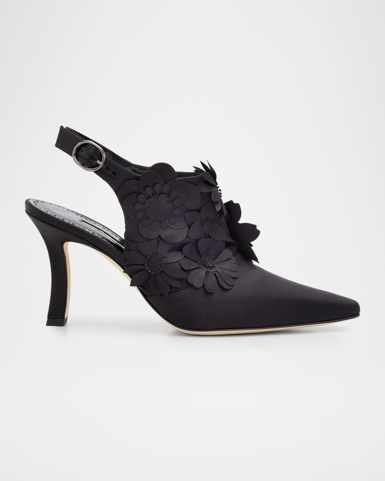 Manolo Blahnik Flower Crepe Antigonid Slingback Pumps | Neiman Marcus