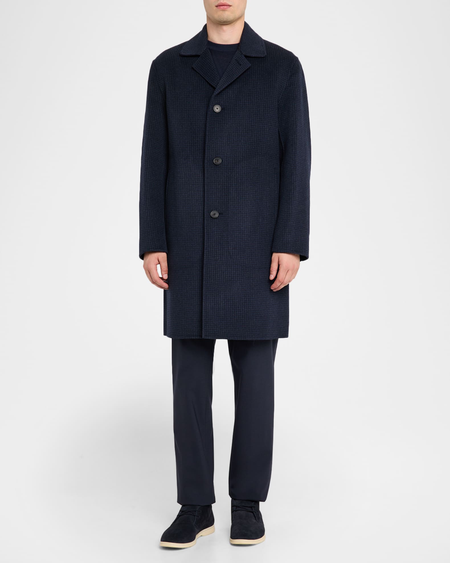 Theory Men's Modern Mini Check Single-Breasted Coat | Neiman Marcus