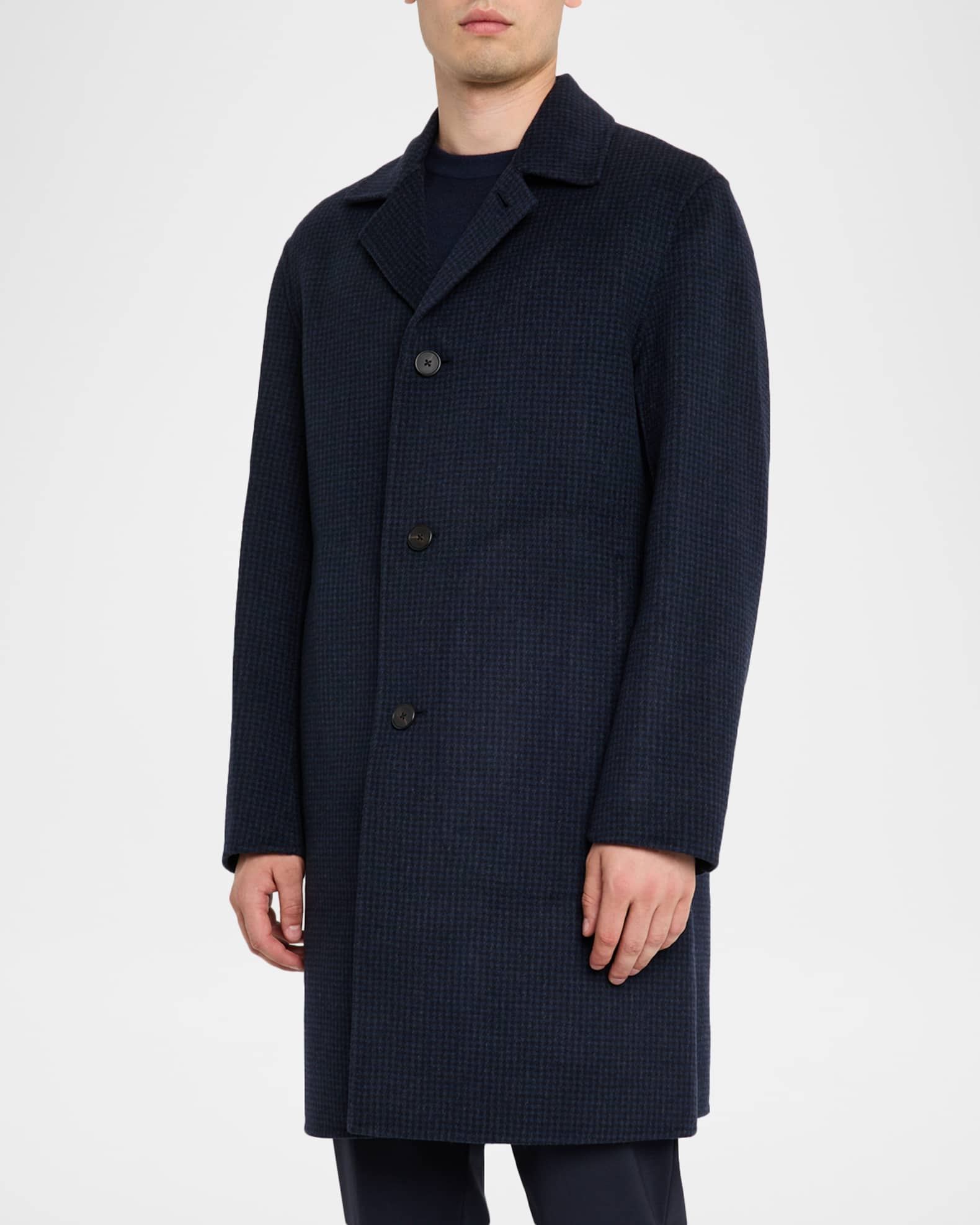 Theory Men's Modern Mini Check Single-Breasted Coat | Neiman Marcus