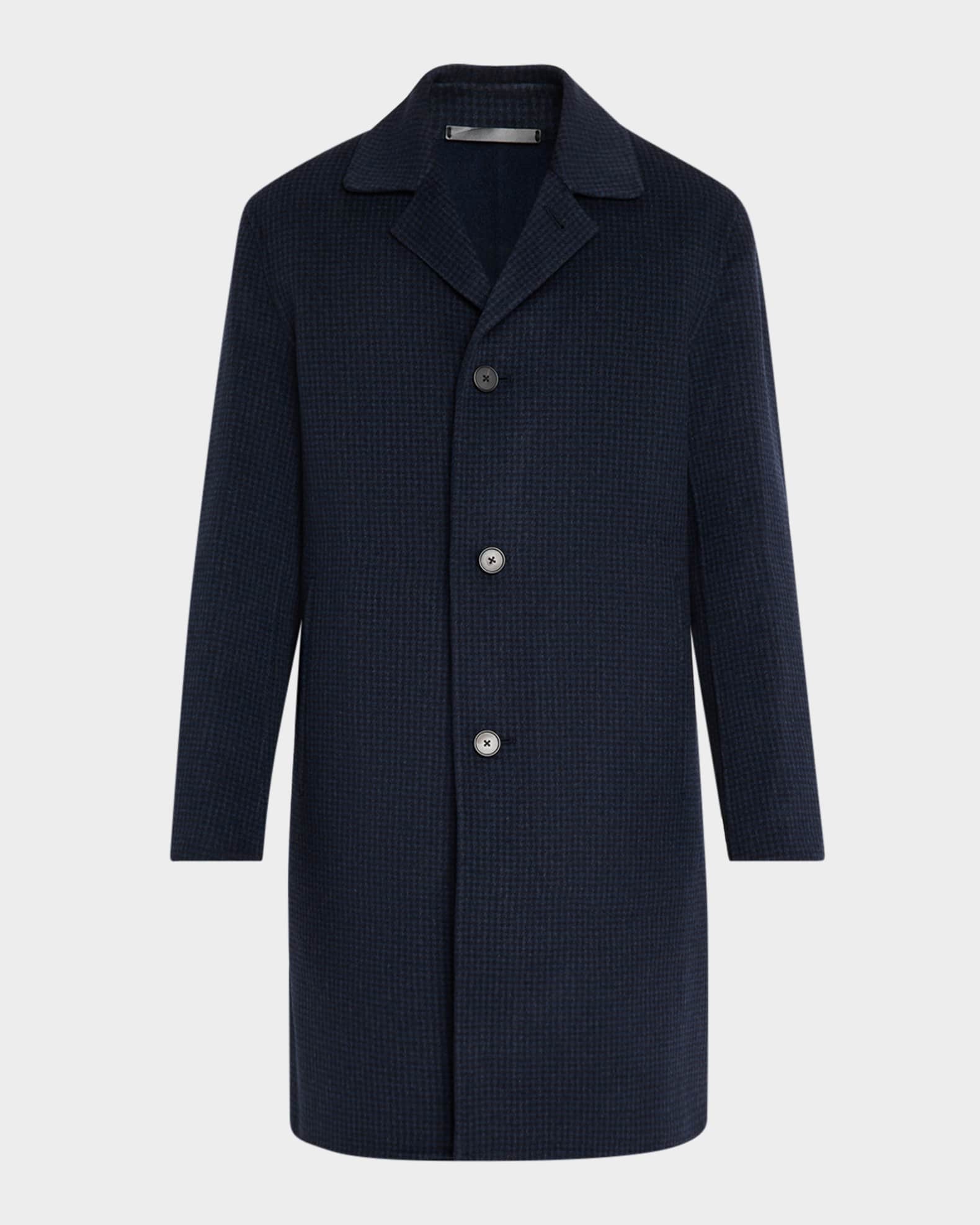 Theory Men's Modern Mini Check Single-Breasted Coat | Neiman Marcus