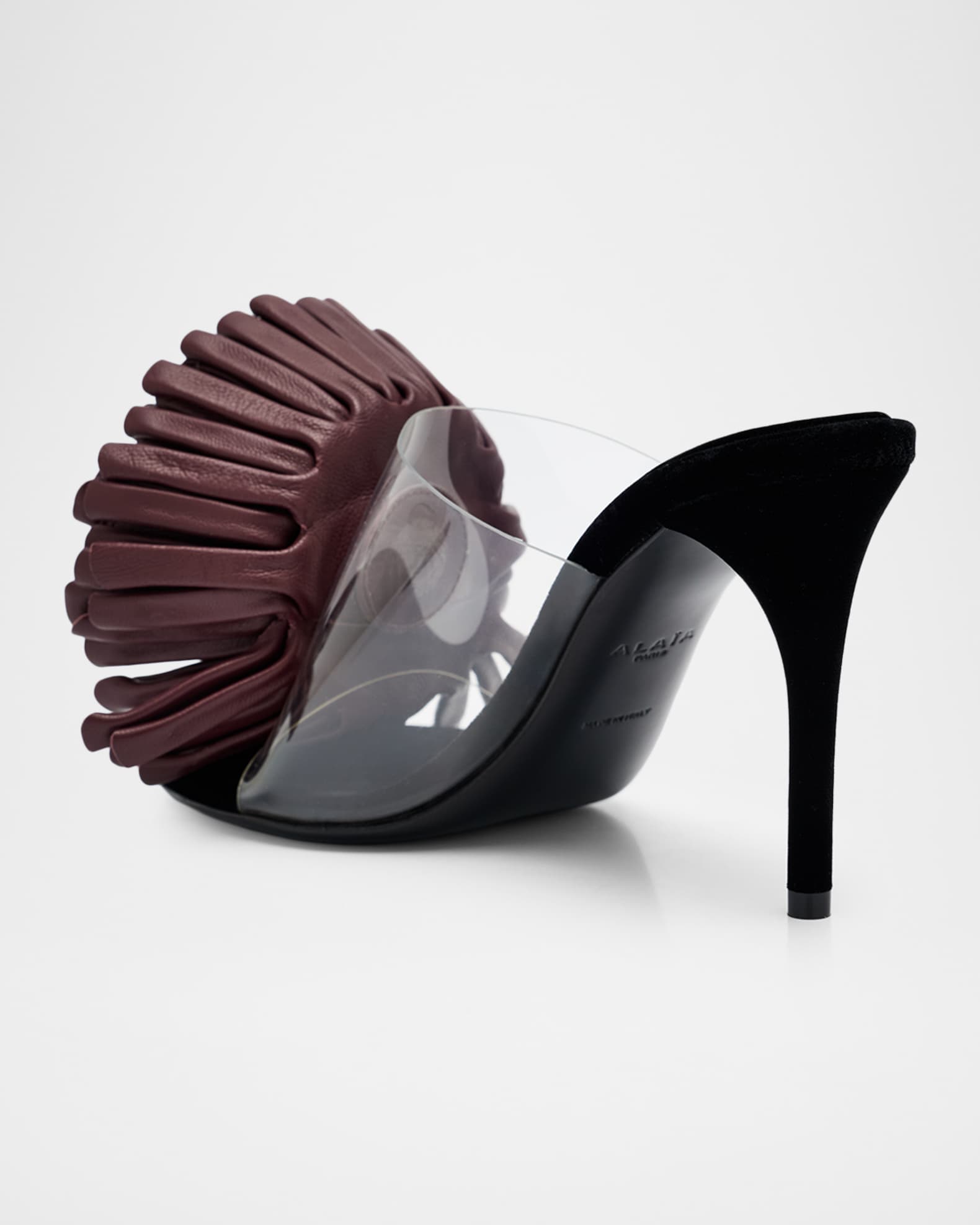 ALAIA Plexi Asymmetric Leather Flower Sandals | Neiman Marcus