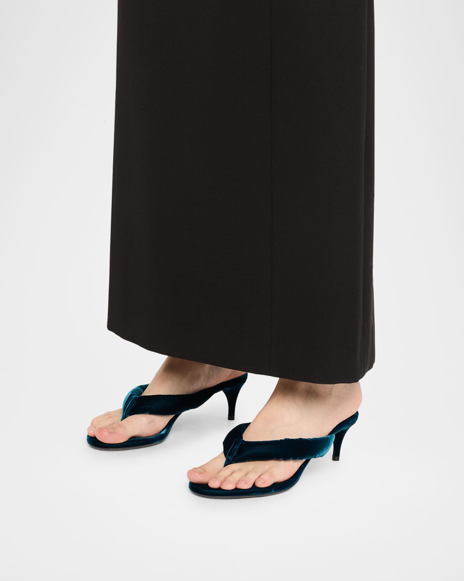ALAIA Velvet Kitten-Heel Thong Sandals | Neiman Marcus