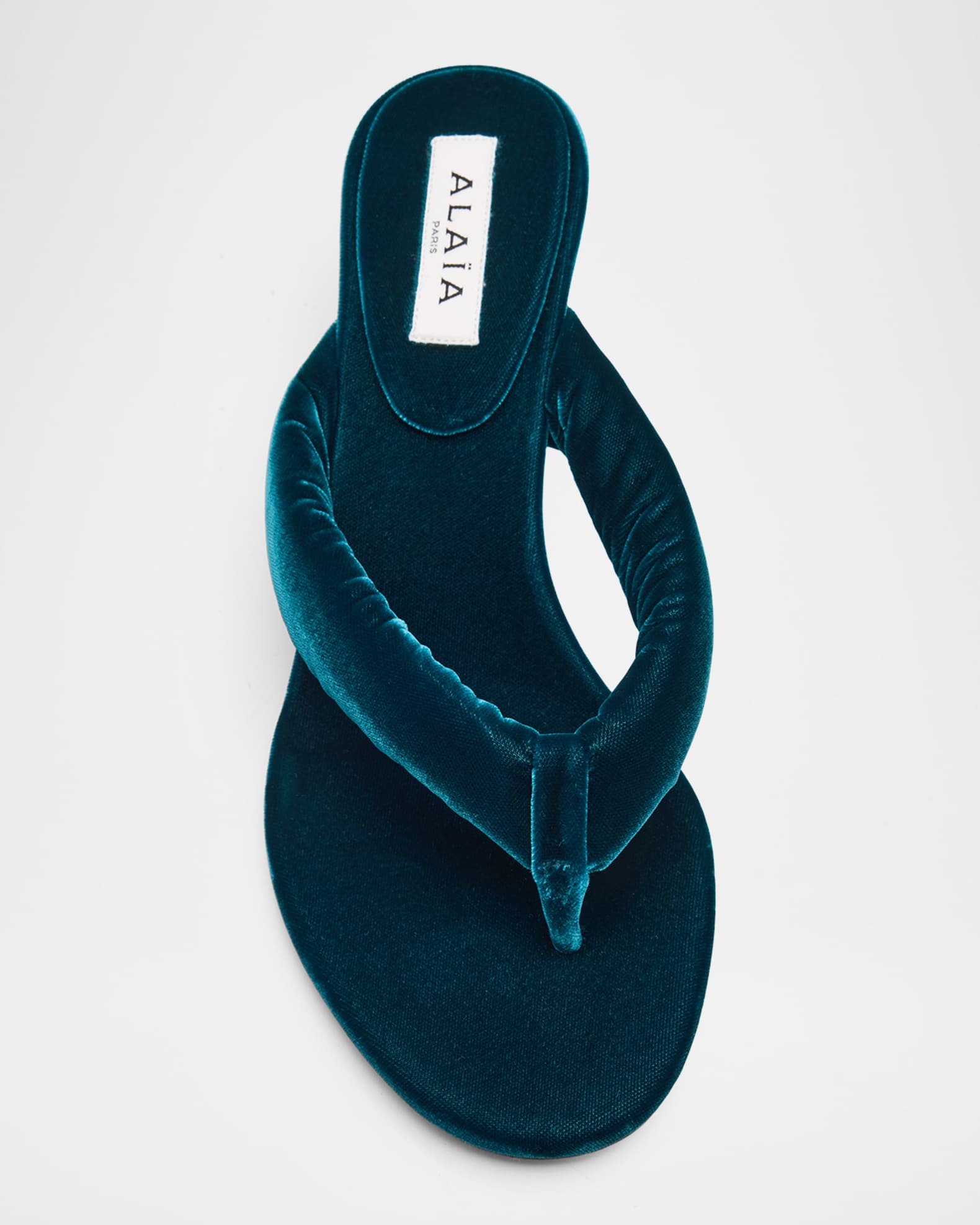 ALAIA Velvet Kitten-Heel Thong Sandals | Neiman Marcus