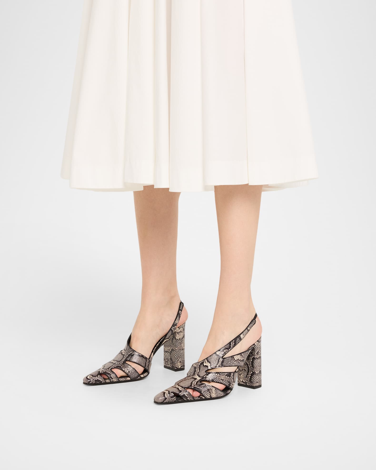 ALAIA Snakeskin Leather Cutout Slingback Pumps | Neiman Marcus