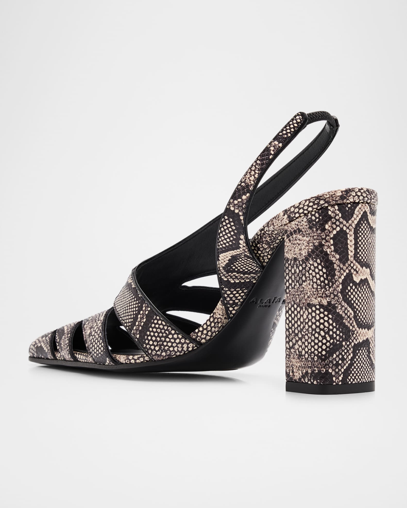 ALAIA Snakeskin Leather Cutout Slingback Pumps | Neiman Marcus