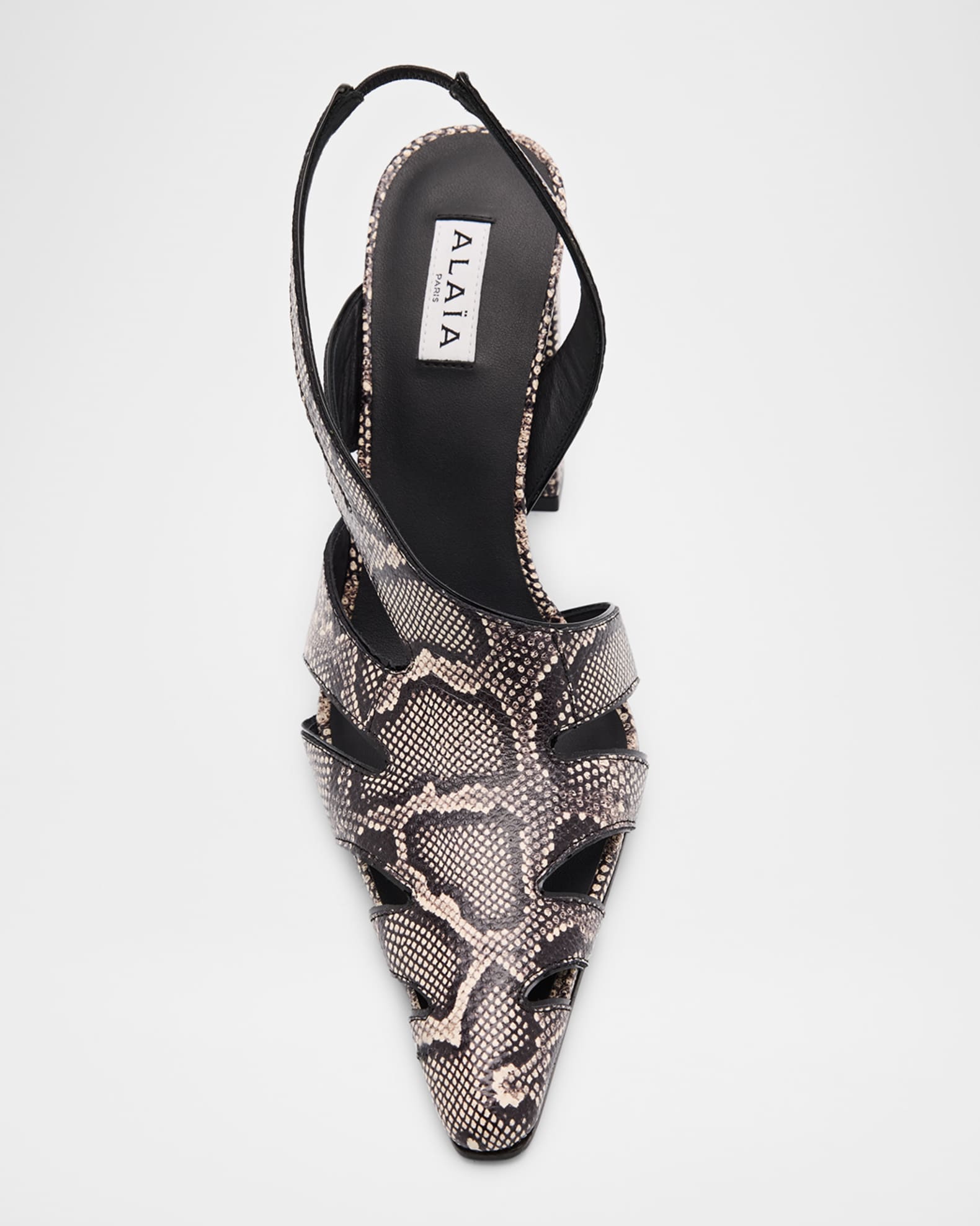 ALAIA Snakeskin Leather Cutout Slingback Pumps | Neiman Marcus