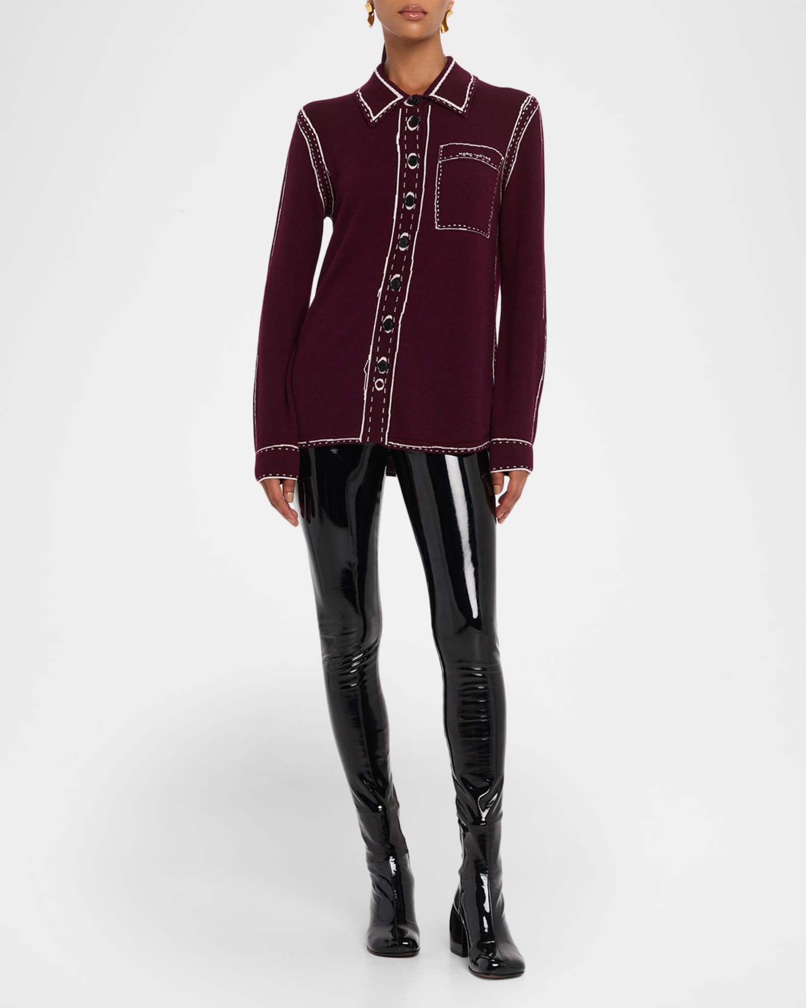 Marc Jacobs Trompe-L'oeil Knit Button-Front Cardigan | Neiman Marcus