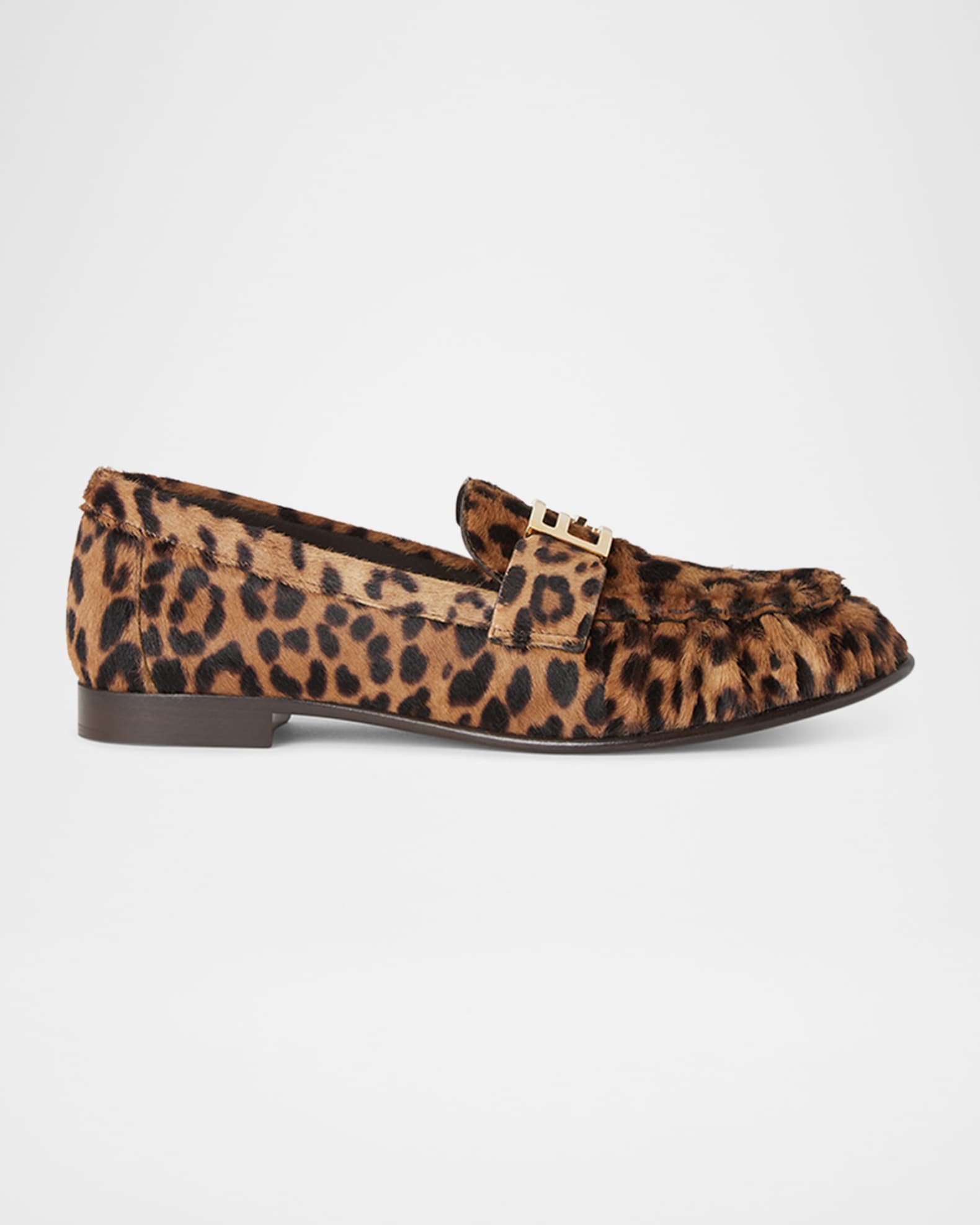 Fendi Leopard Pony Hair Baguette Ruched Loafers | Neiman Marcus