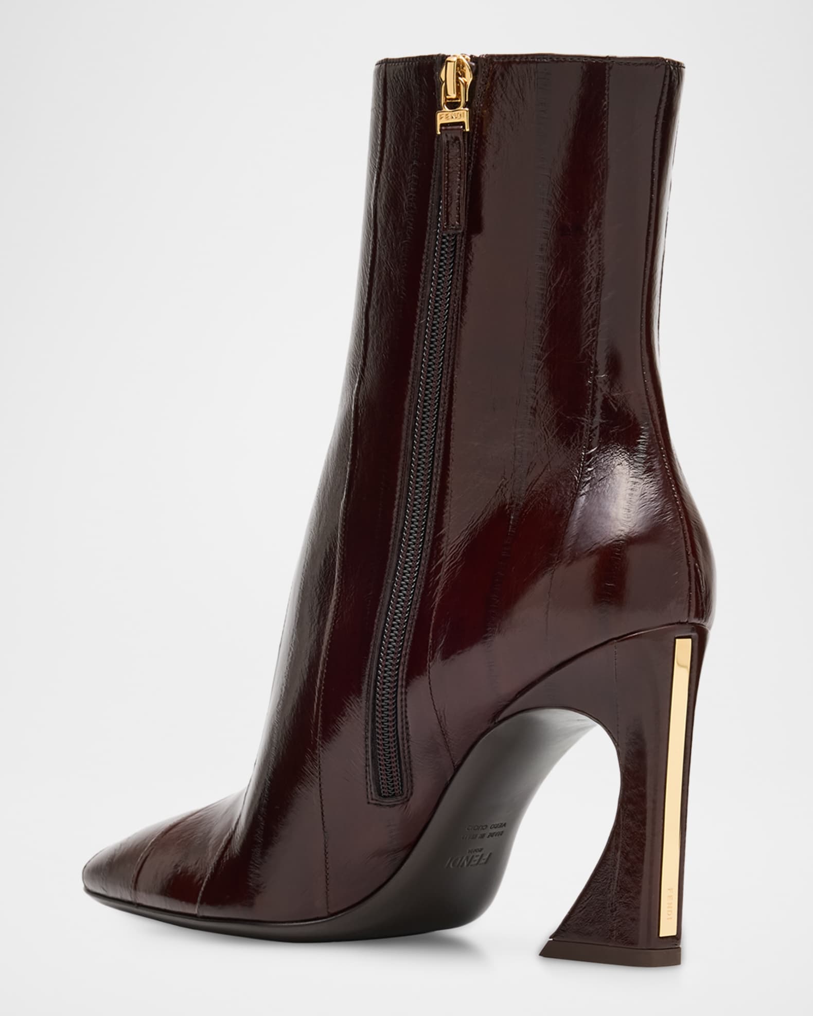 Fendi 95mm Eel Leather Curved Heel Booties | Neiman Marcus