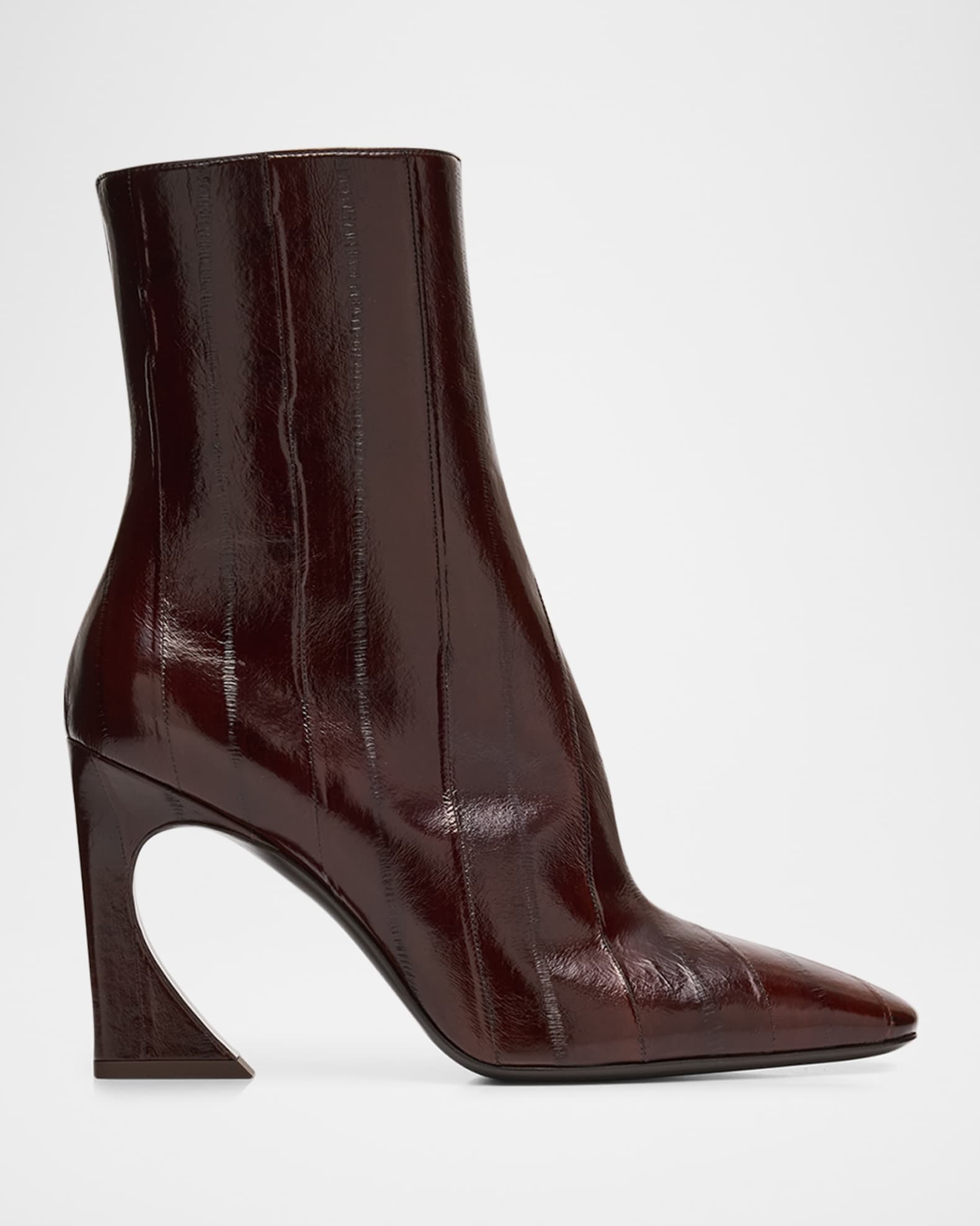 Fendi 95mm Eel Leather Curved Heel Booties | Neiman Marcus