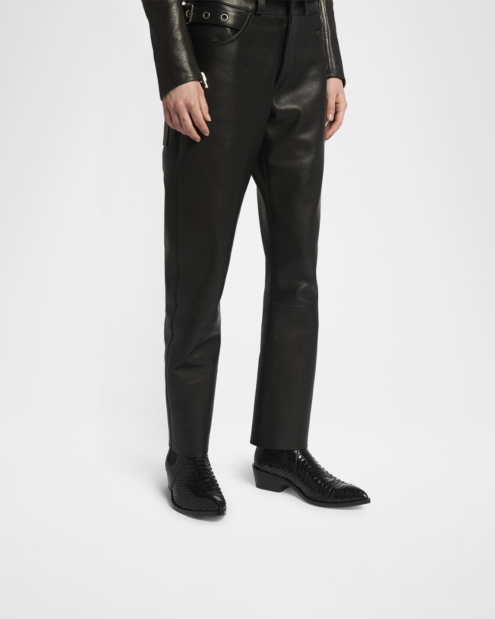 TOM FORD Shiny Python Stamped Leather Chelsea Boots | Neiman Marcus