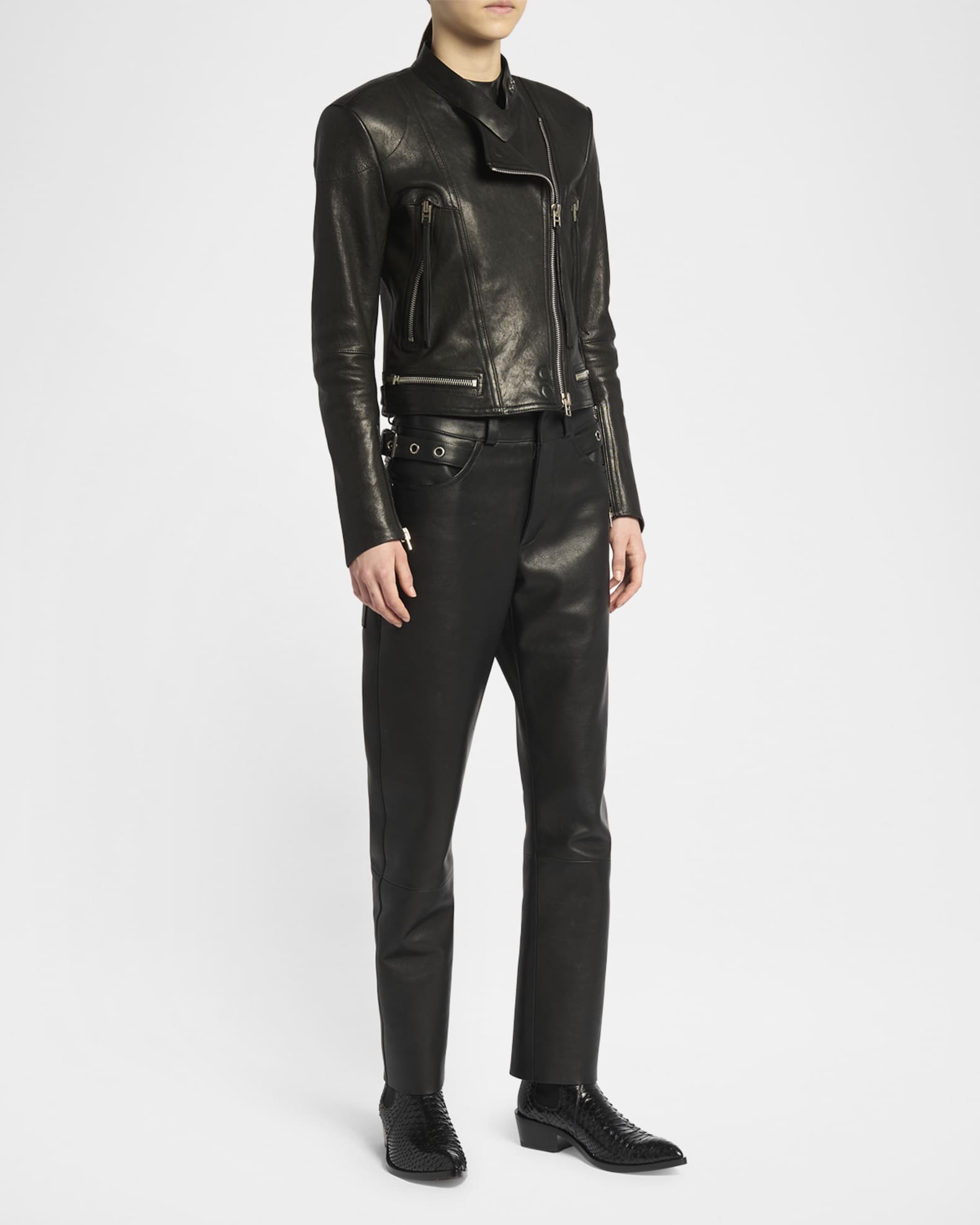 TOM FORD Shiny Python Stamped Leather Chelsea Boots | Neiman Marcus