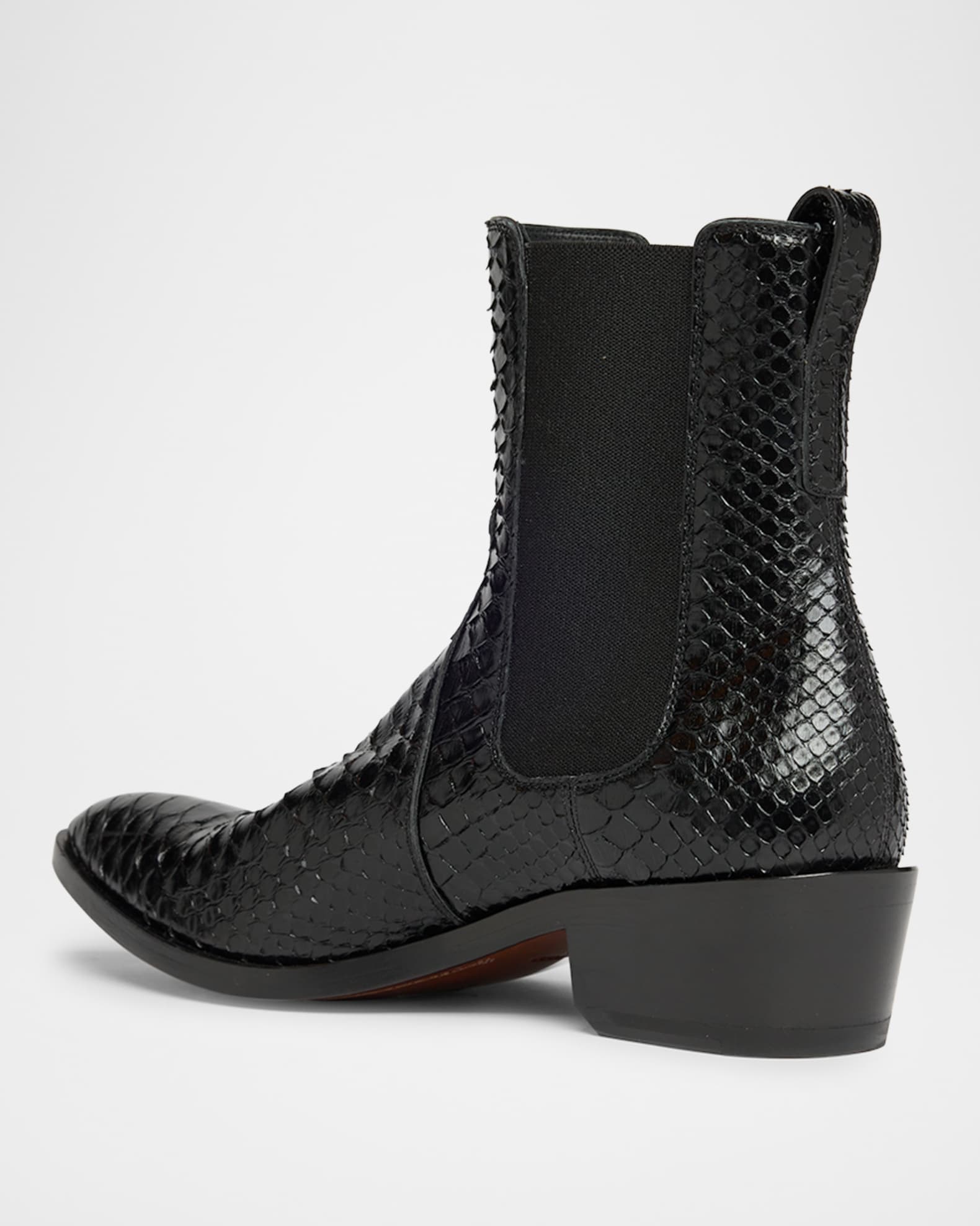 TOM FORD Shiny Python Stamped Leather Chelsea Boots | Neiman Marcus