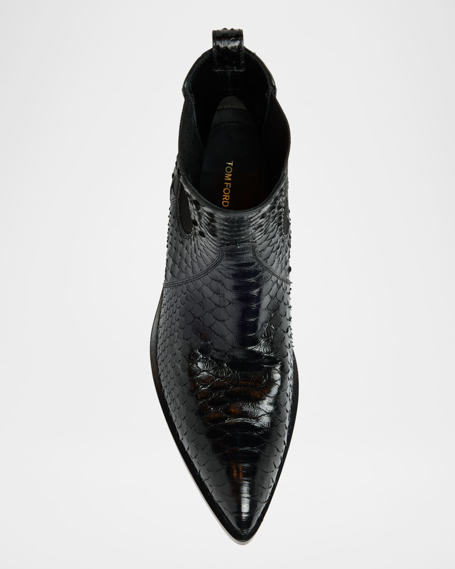 TOM FORD Shiny Python Stamped Leather Chelsea Boots | Neiman Marcus