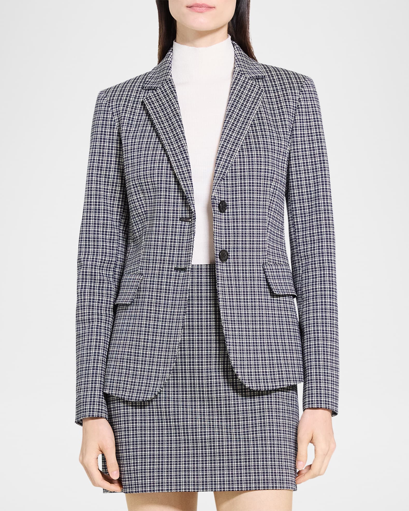 Theory Carissa Plaid Slim-Fit Blazer | Neiman Marcus