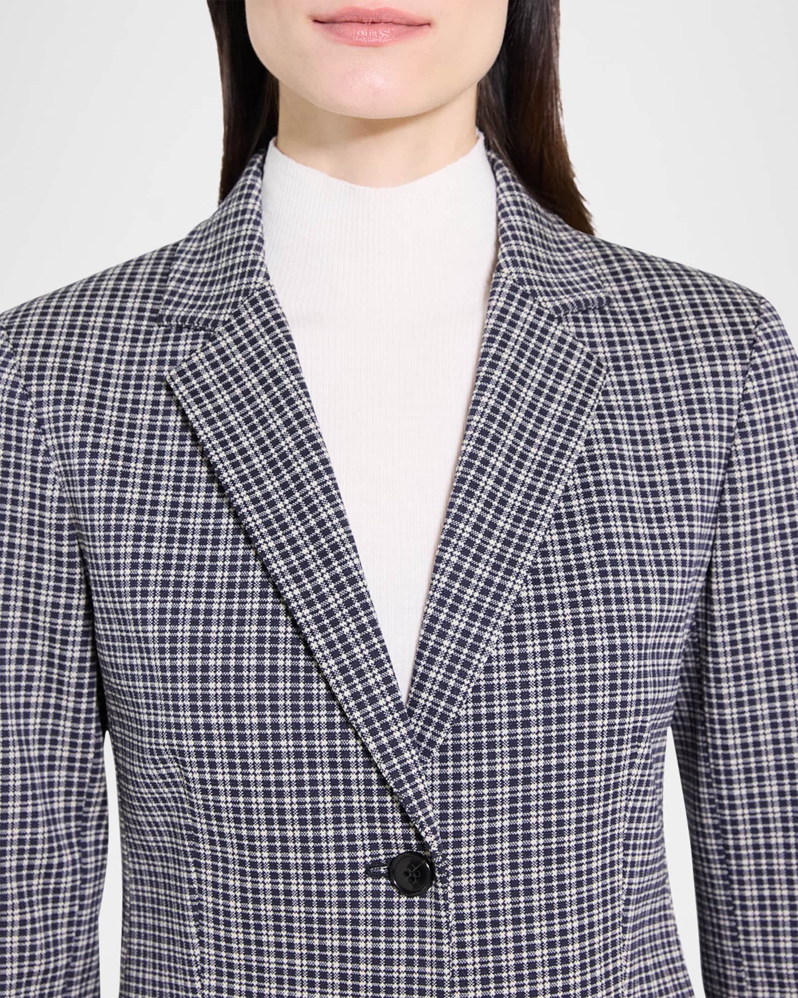 Theory Carissa Plaid Slim-Fit Blazer | Neiman Marcus
