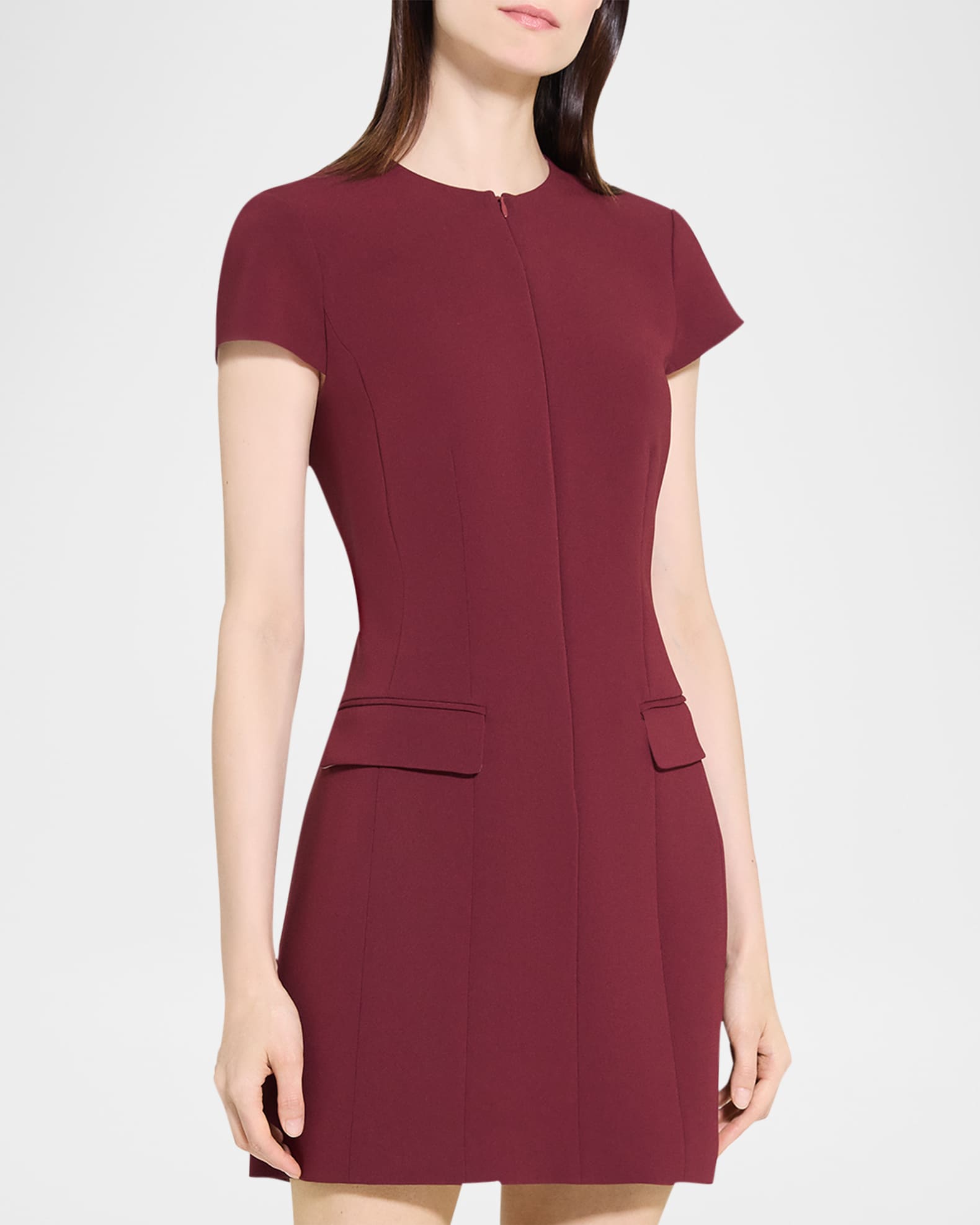 Theory Tailored Zip-Front Mini Dress | Neiman Marcus