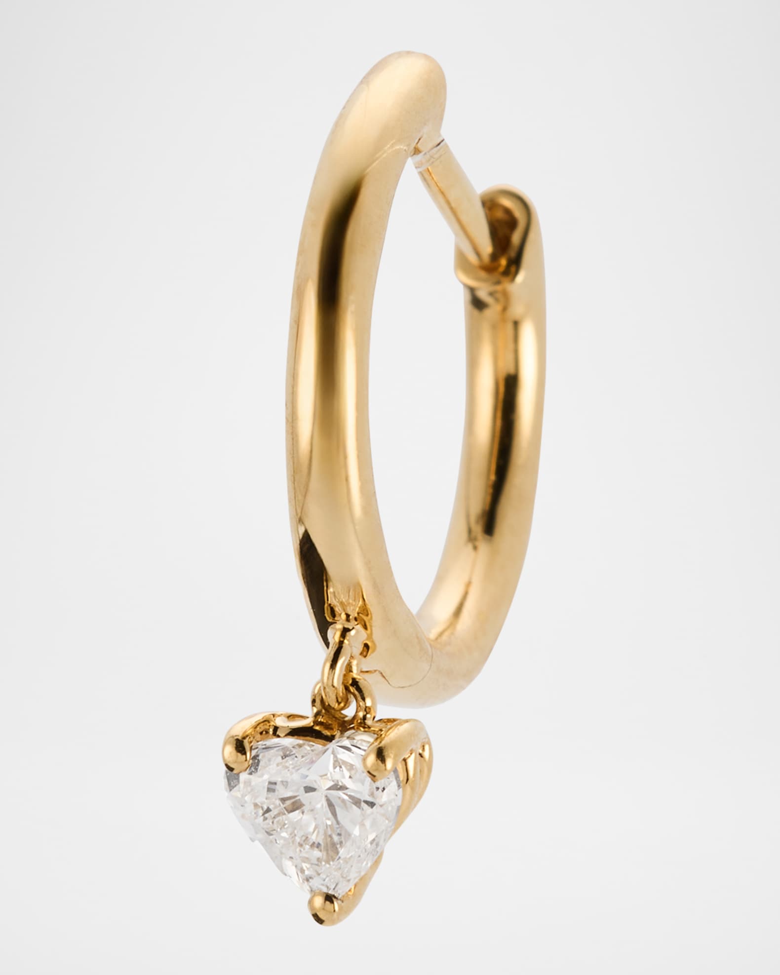 Anita Ko 18K Yellow Gold Huggie Earring with Heart Diamond Drop, Single ...