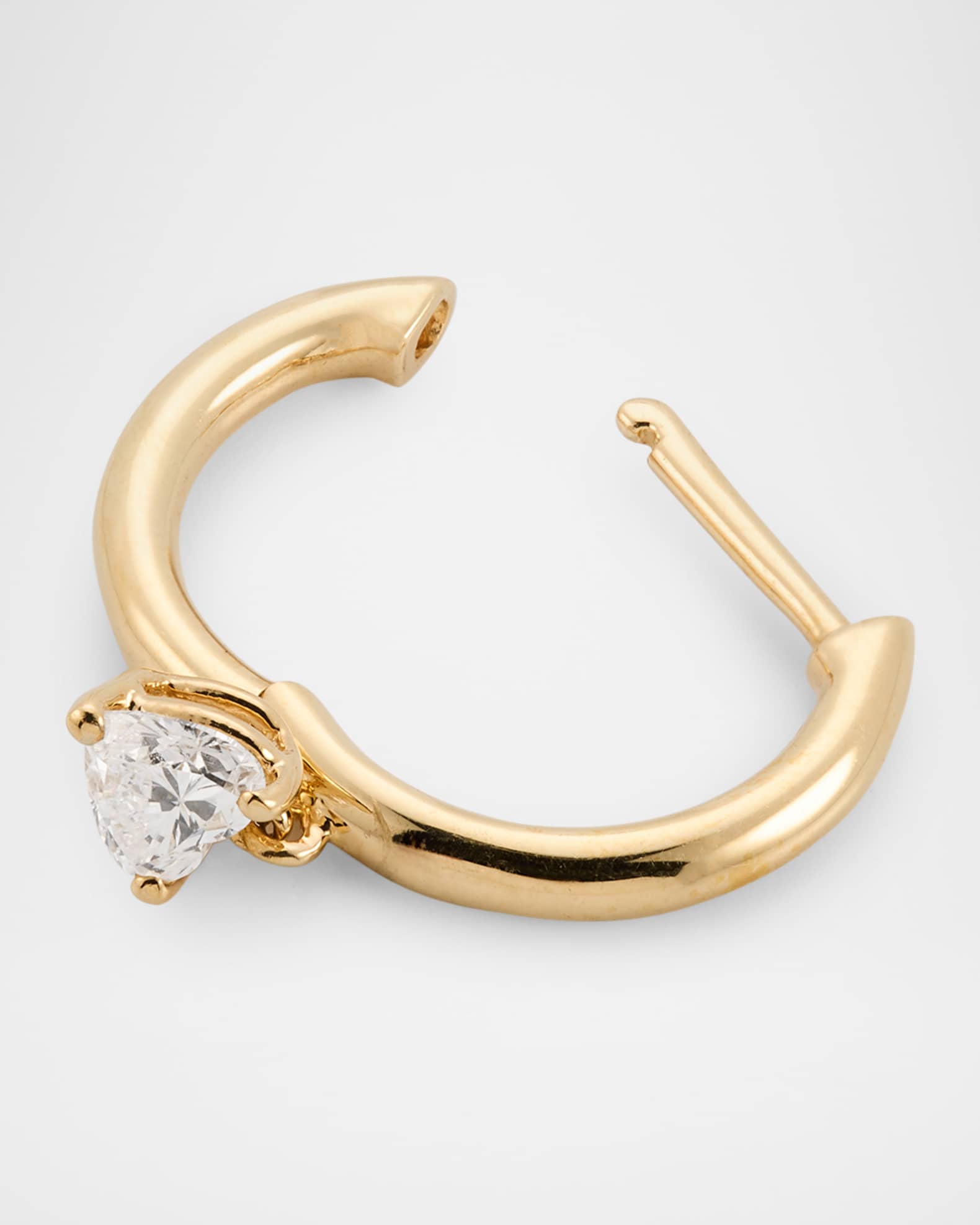 Anita Ko 18K Yellow Gold Huggie Earring with Heart Diamond Drop, Single ...