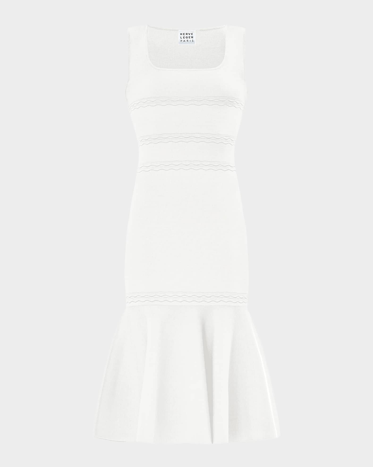 Herve Leger The Camille Sleeveless Flounce Knit Midi Dress | Neiman Marcus