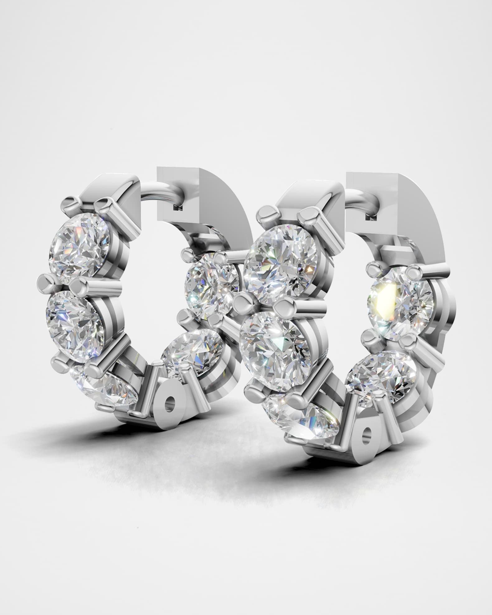 Venturant Jewelry Lab Grown Diamonds Lab Grown Diamond 18K White Gold Huggie Earrings | Neiman ...