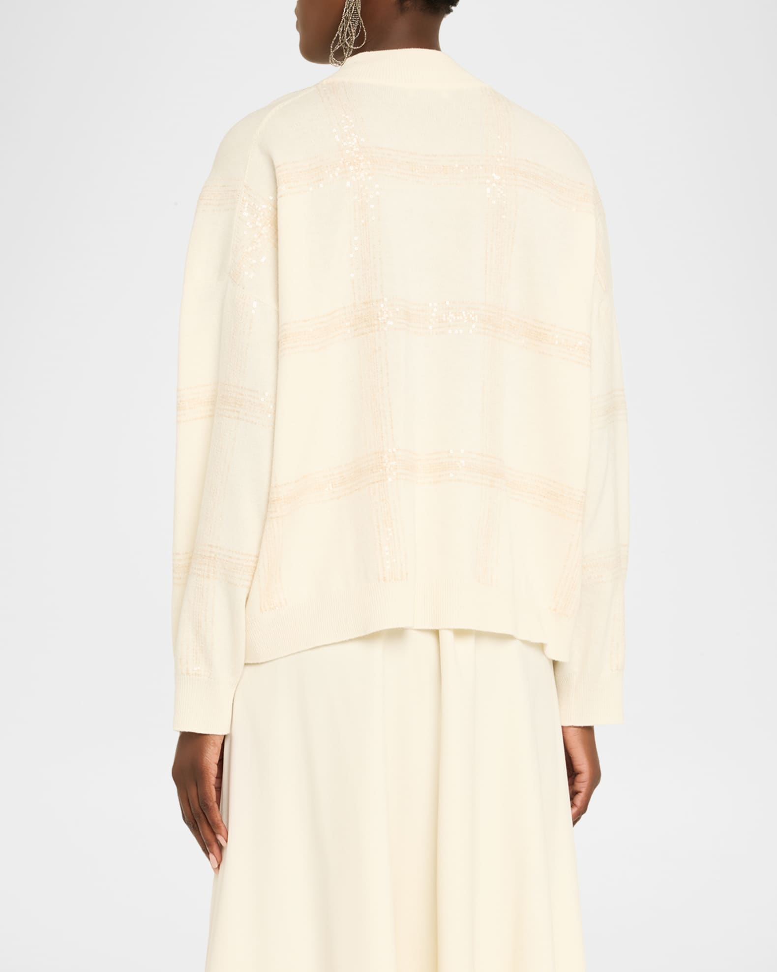 Brunello Cucinelli Prince Of Wales Pailette Wool-Cashmere Sweater ...