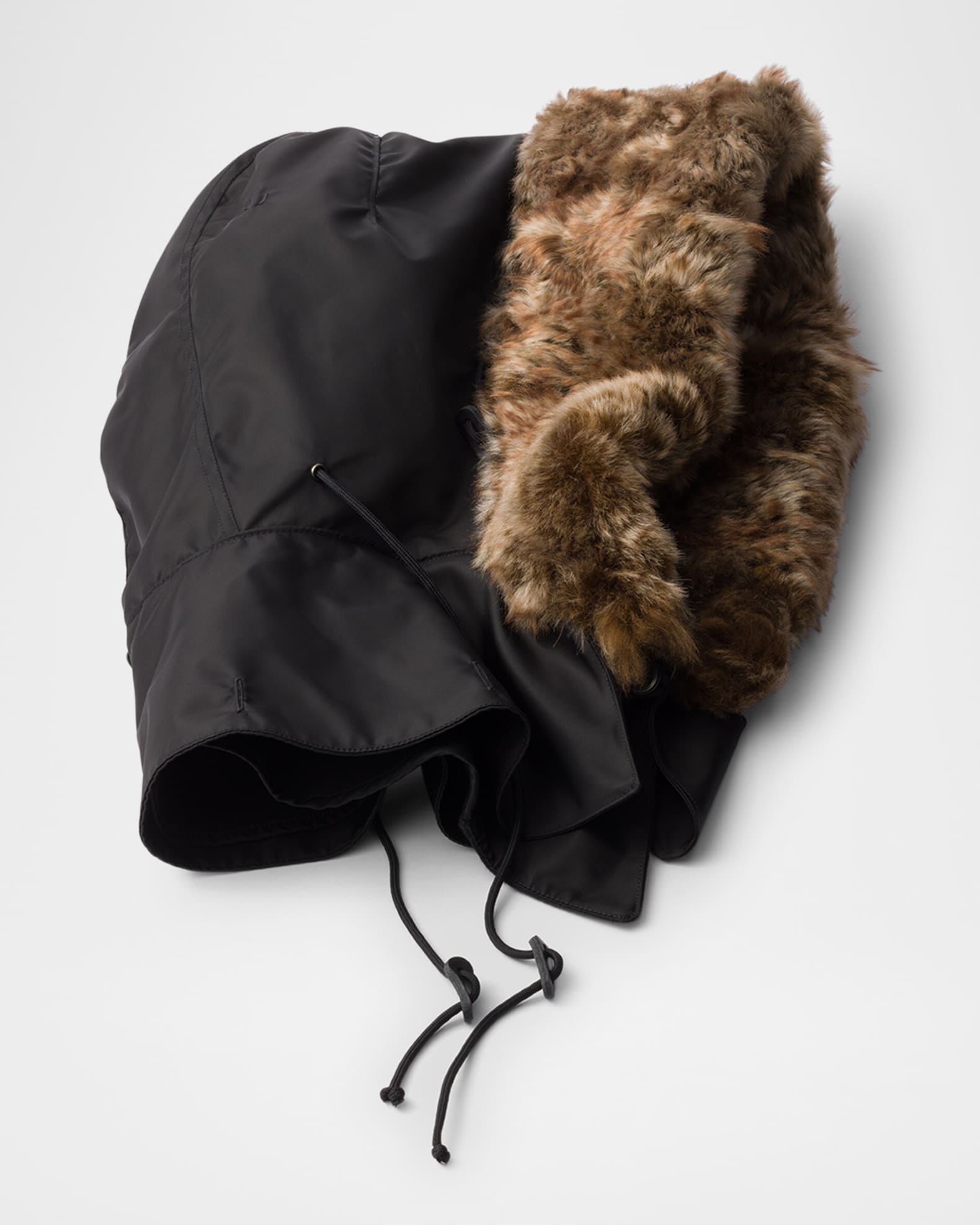 Prada Men's Re-Nylon And Sheep Shearling Hood | Neiman Marcus