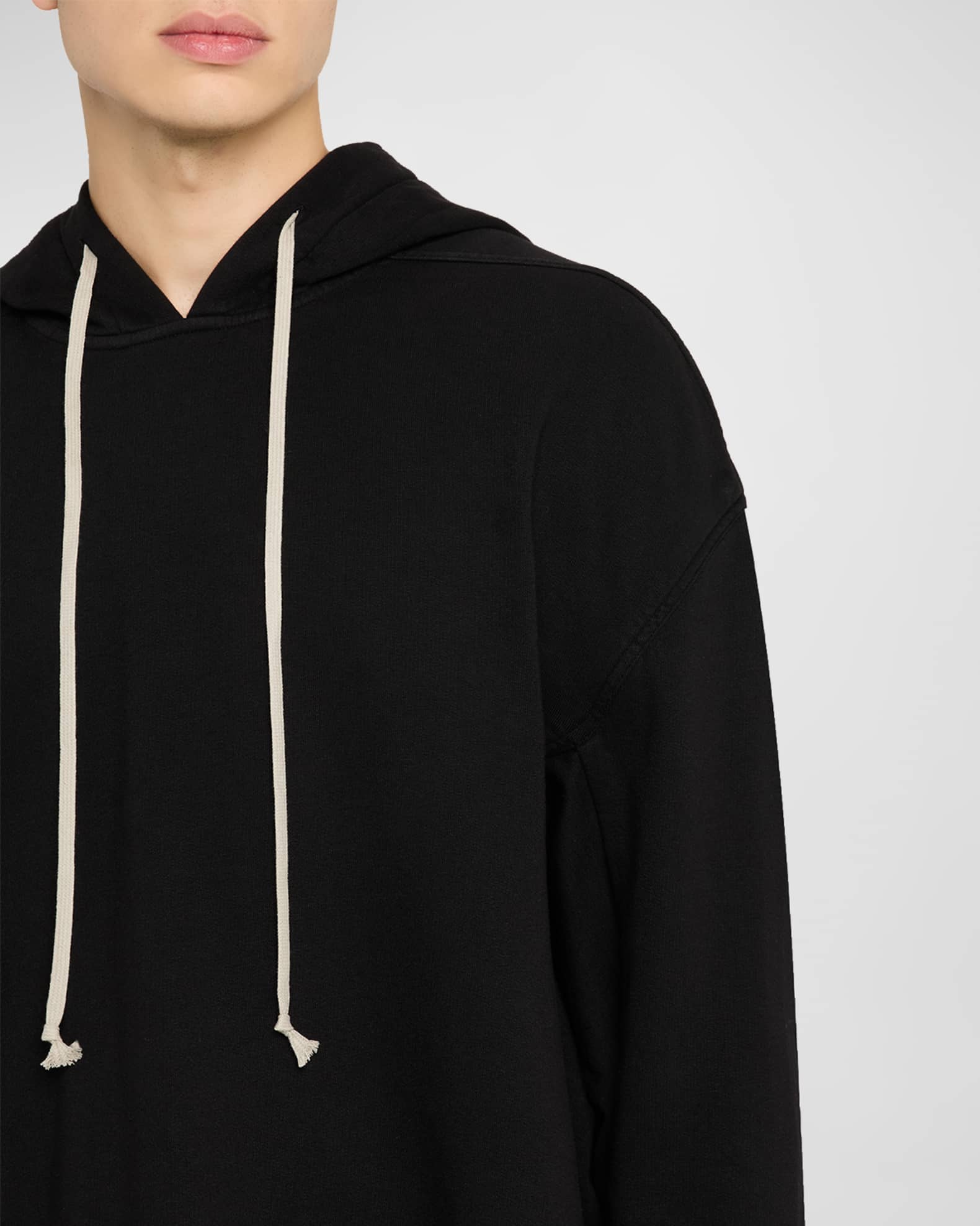 DRKSHDW RICK OWENS Men's Cotton Raw-Edge Oversized Hoodie | Neiman Marcus