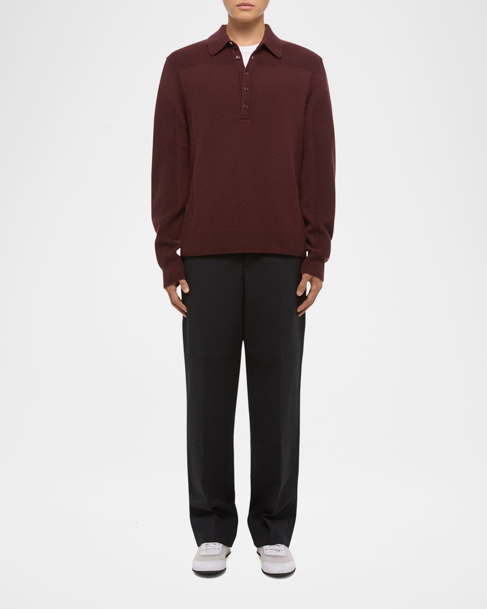 Helmut Lang Men's Wool Knit Polo Sweater | Neiman Marcus