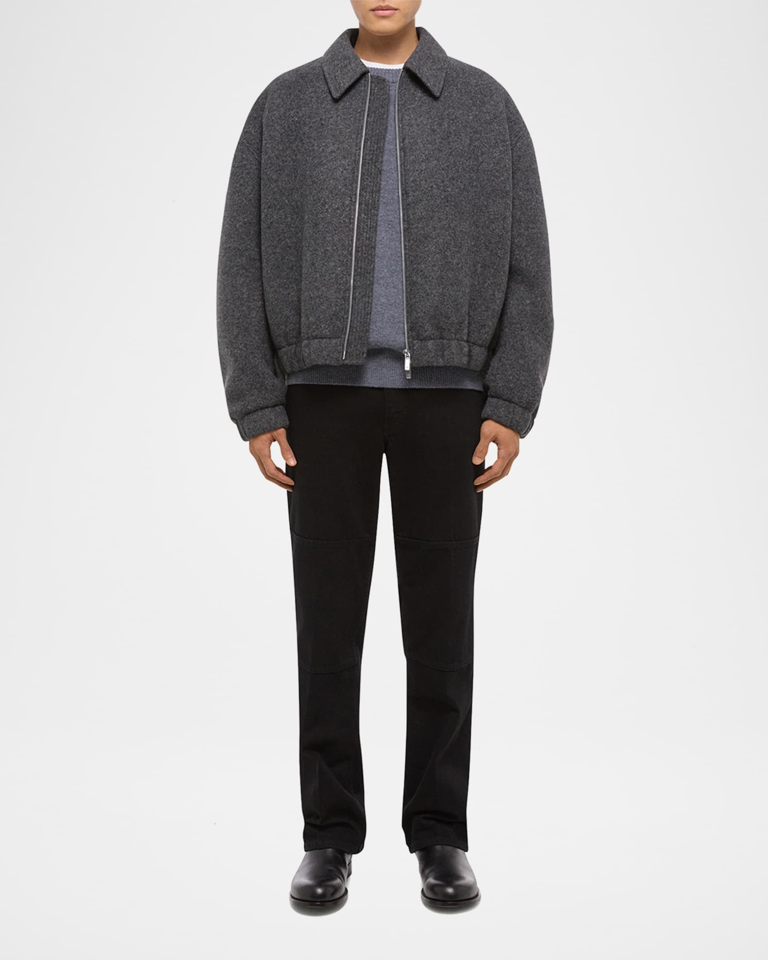 Helmut Lang Men's Wool Bonded Full-Zip Bomber Jacket | Neiman Marcus