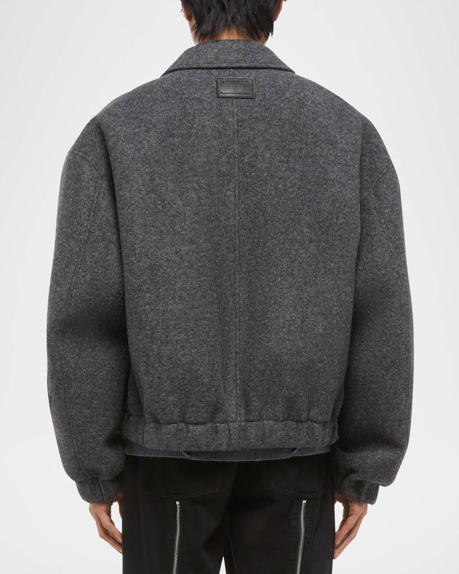 Helmut Lang Men's Wool Bonded Full-Zip Bomber Jacket | Neiman Marcus