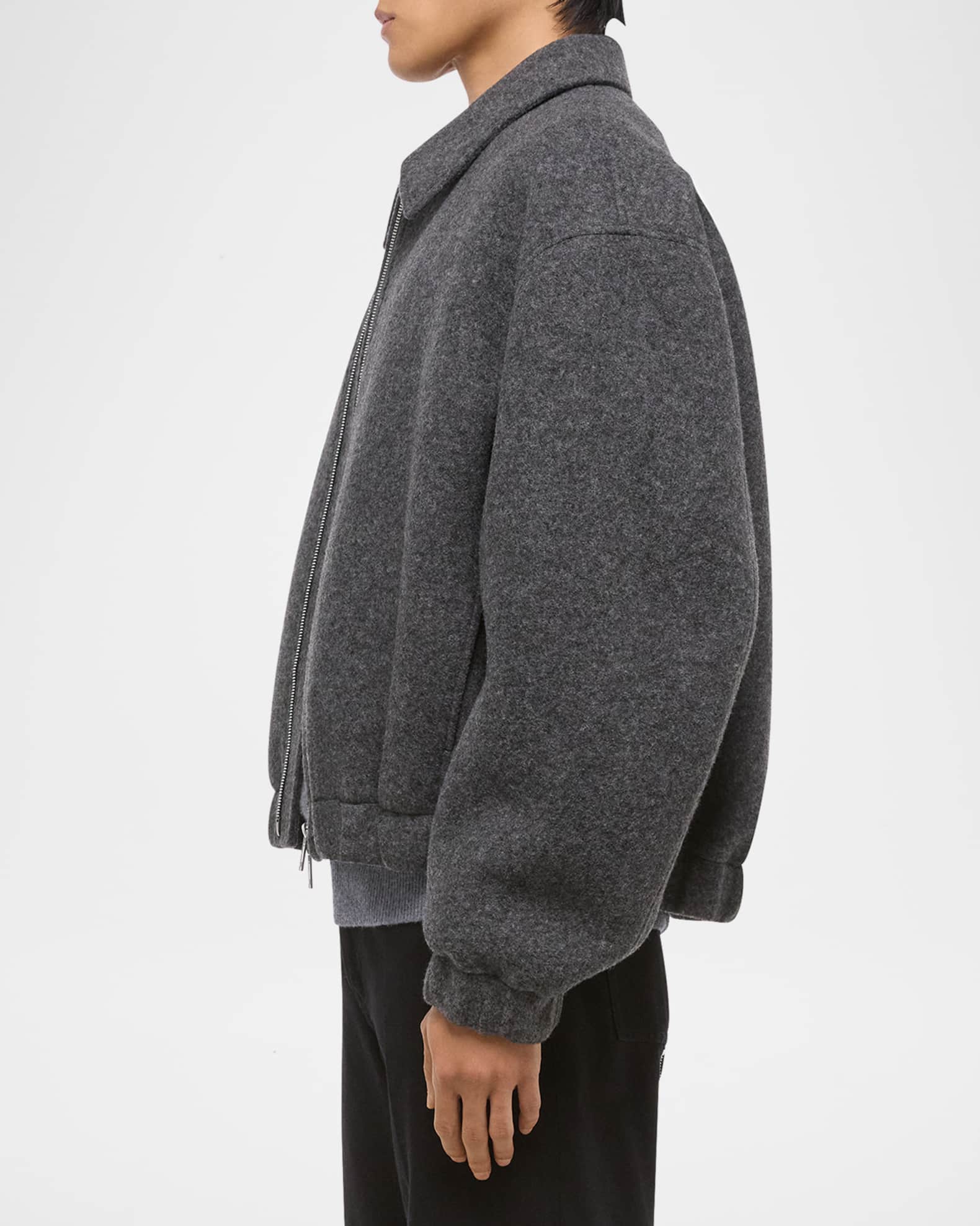 Helmut Lang Men's Wool Bonded Full-Zip Bomber Jacket | Neiman Marcus