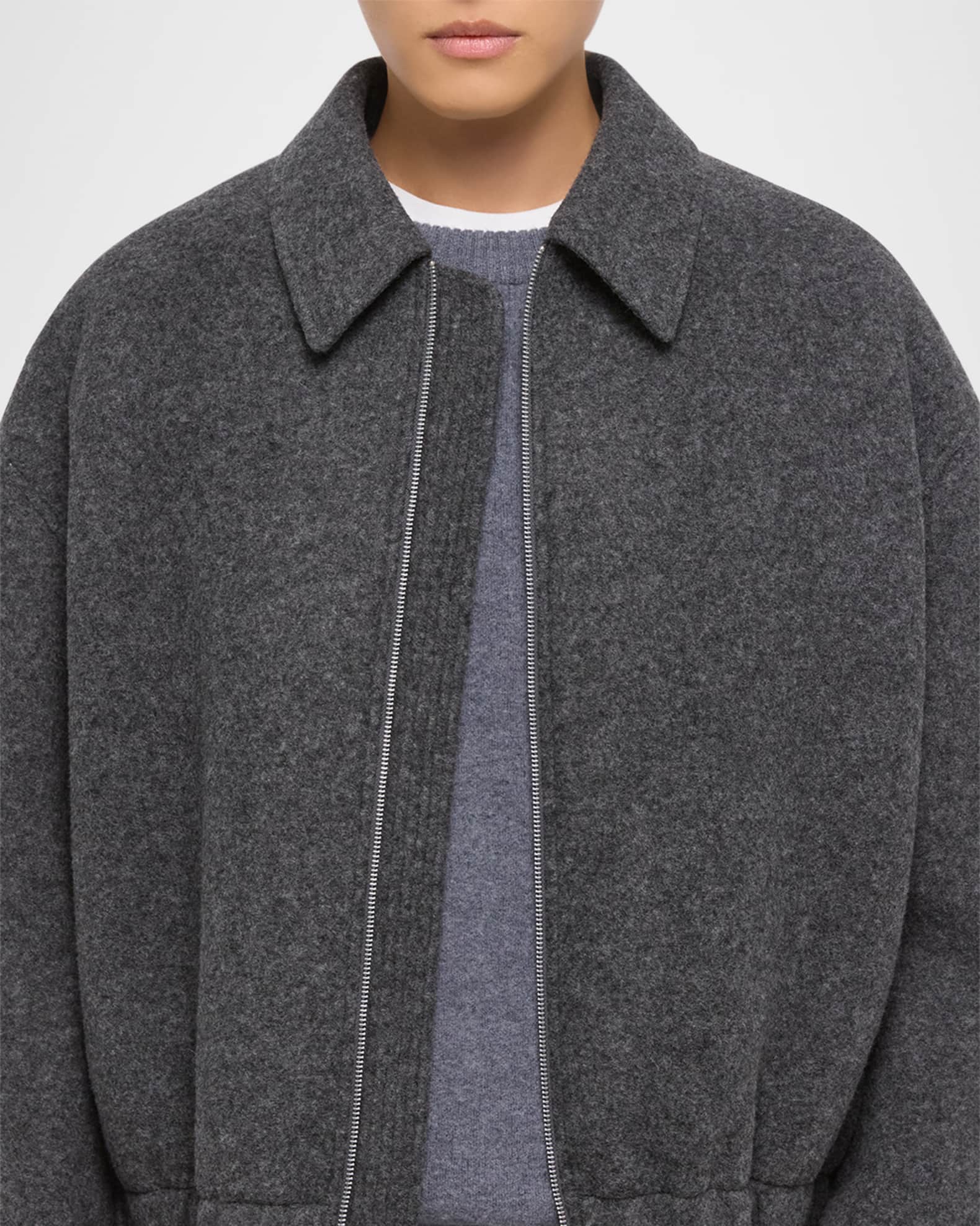 Helmut Lang Men's Wool Bonded Full-Zip Bomber Jacket | Neiman Marcus