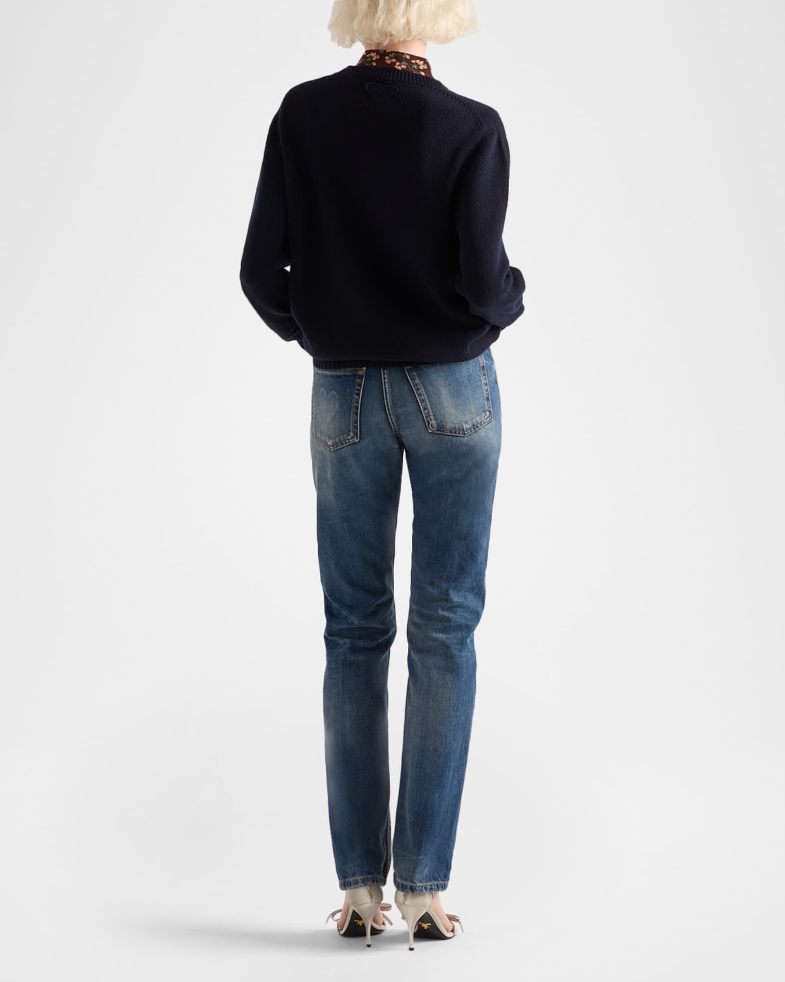 Prada Wool-Cashmere Crewneck Sweater | Neiman Marcus
